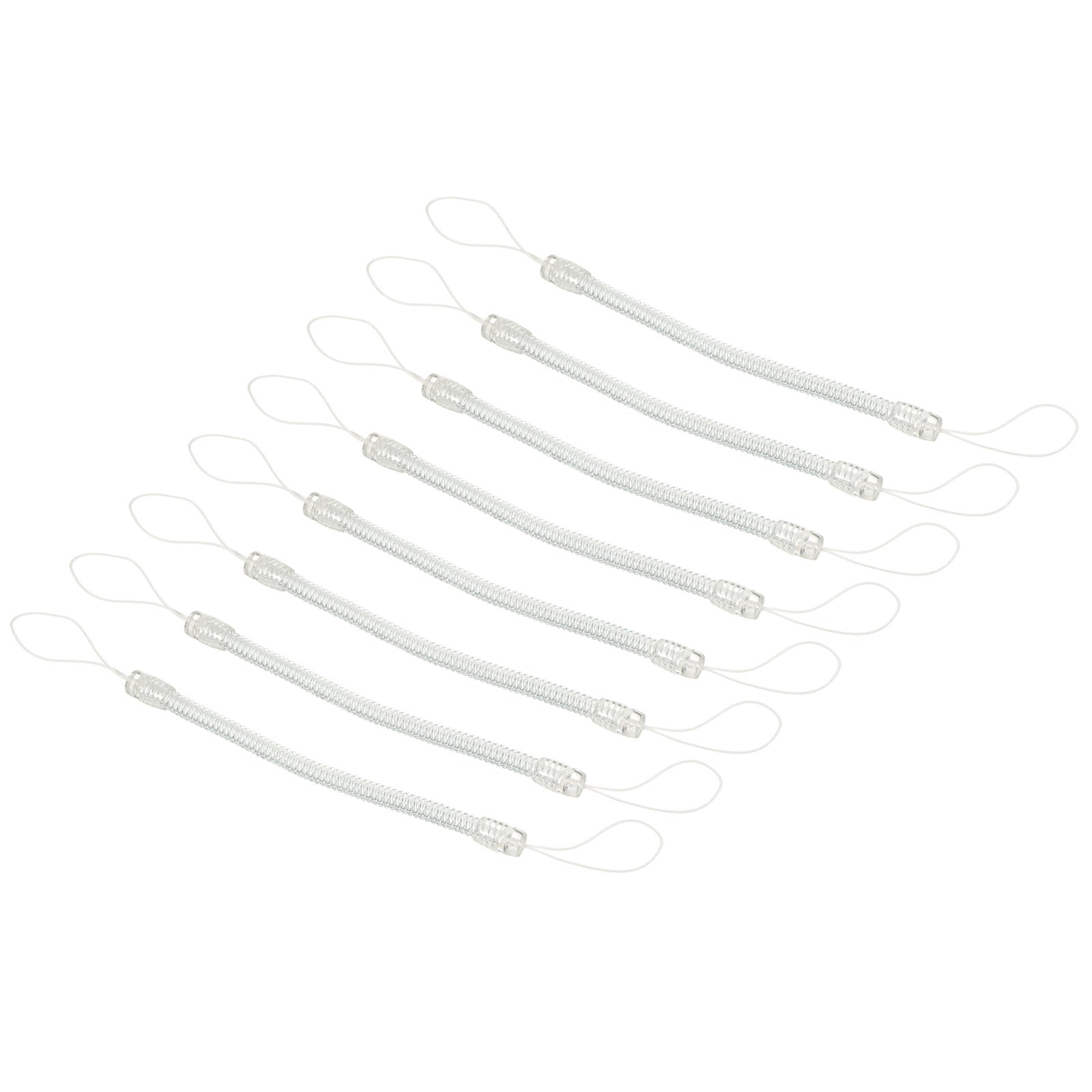 8pcs 5" Plastic Retractable Spring Coil Strap Key Holder Stylus Lanyard ...