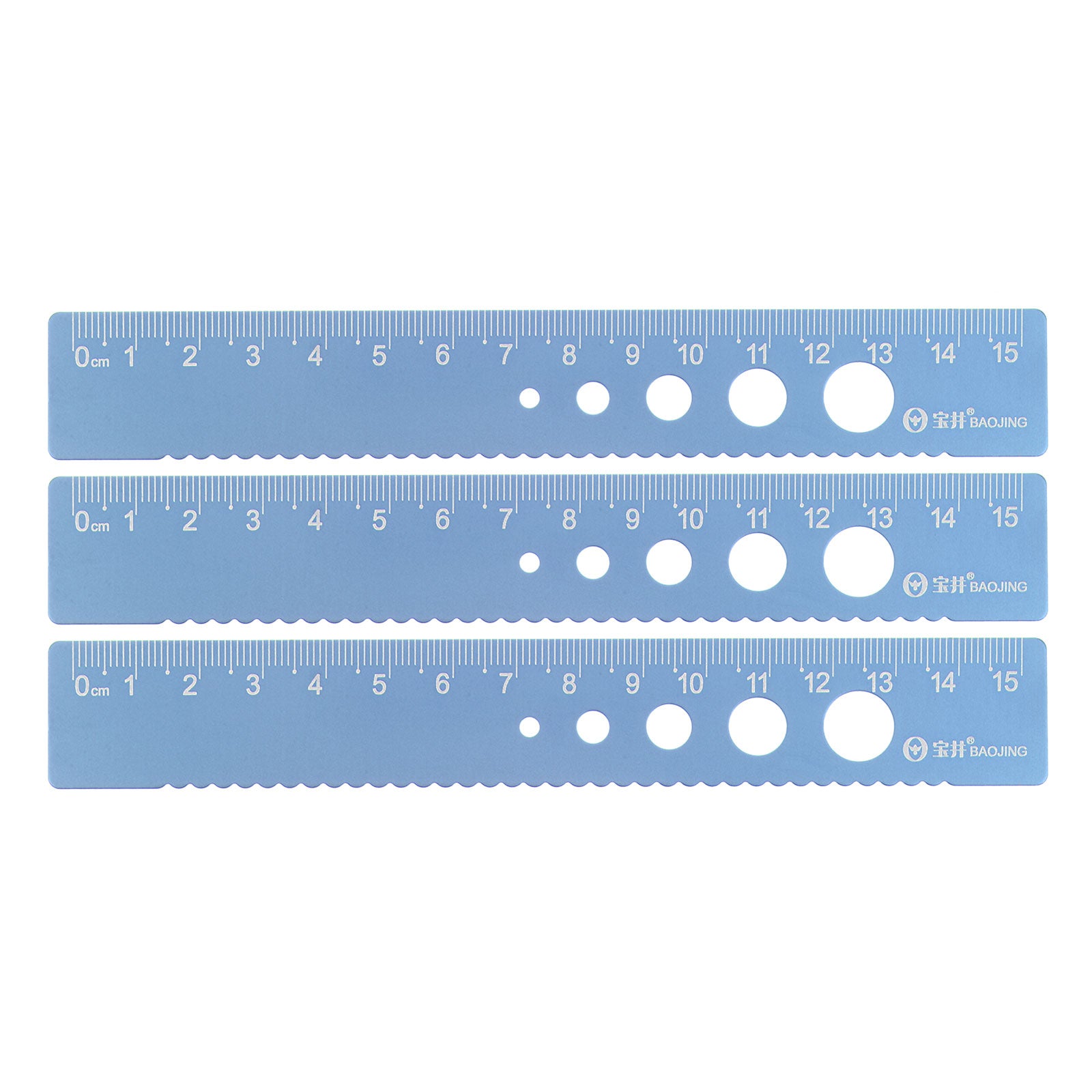 3pcs Straight Ruler 15cm Wave Edge with Hollow Circle Measuring Tool ...