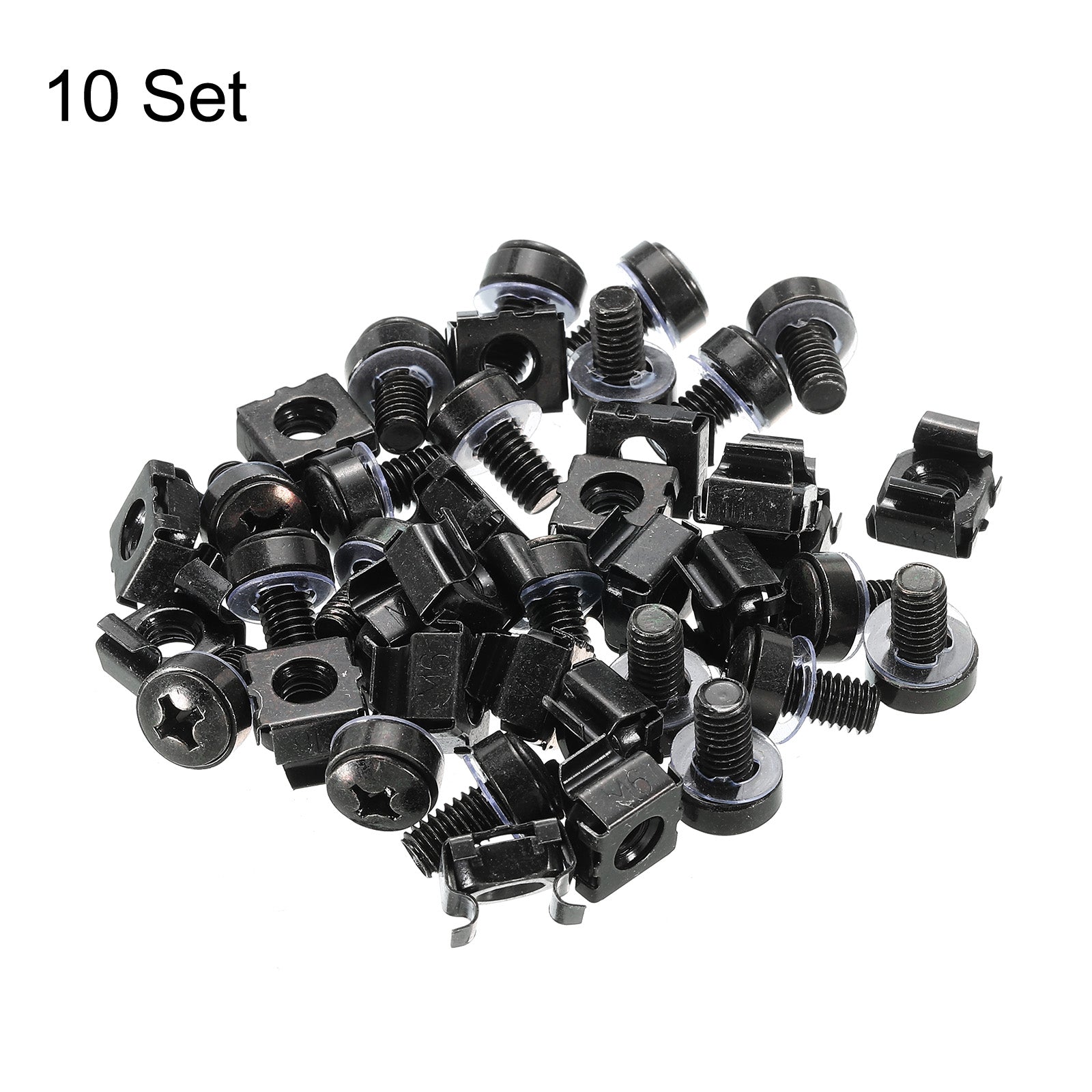 Rack Mount Cage Nuts M6x10mm Iron Zinc Plated with Washers, Black 10 ...