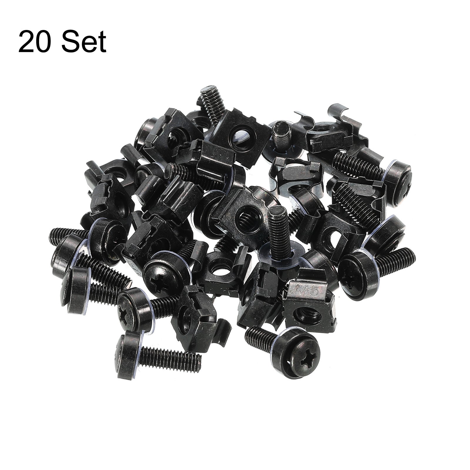 Rack Mount Cage Nuts M5x15mm Iron Zinc Plated with Washers, Black 20 ...