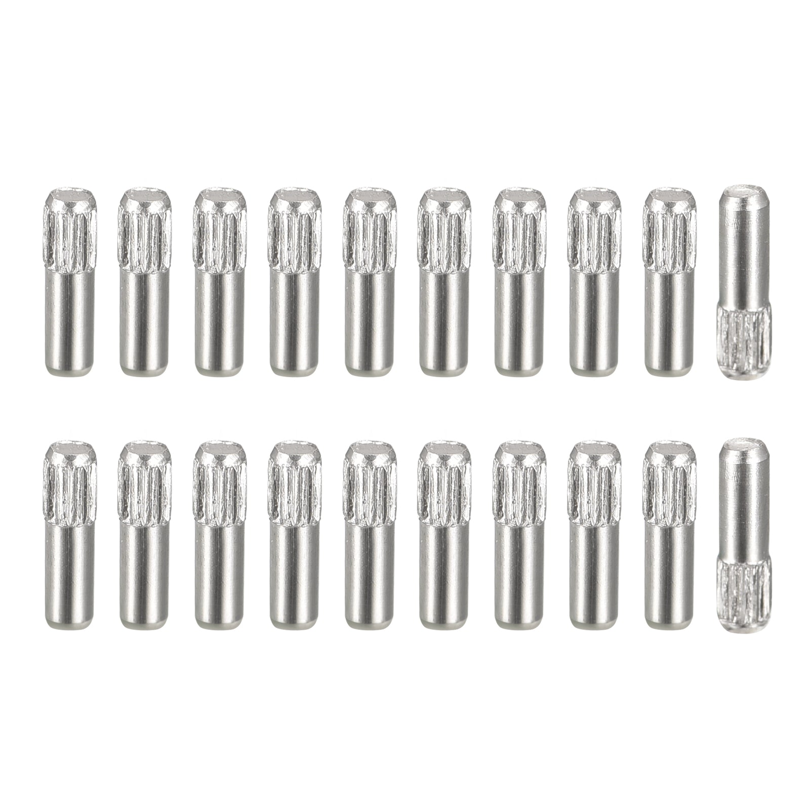 Uxcell 2x6mm 304 Stainless Steel Dowel Pins, 20Pcs Knurled Head Flat ...