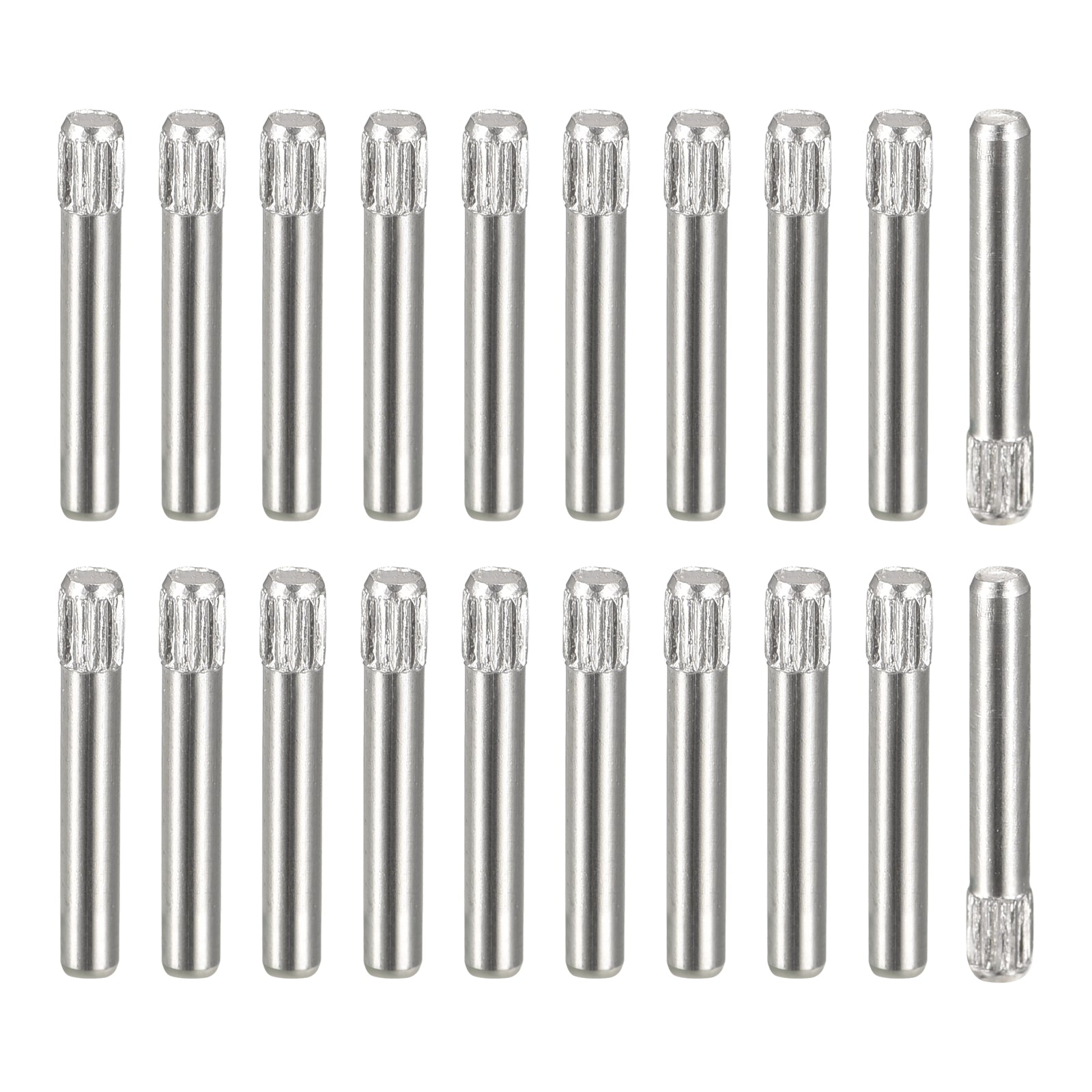 Uxcell 2x14mm 304 Stainless Steel Dowel Pins, 50Pcs Knurled Head Flat ...