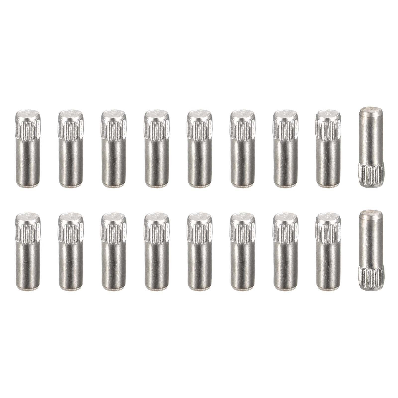 Uxcell 3x6mm 304 Stainless Steel Dowel Pins, 20Pcs Knurled Head Flat ...