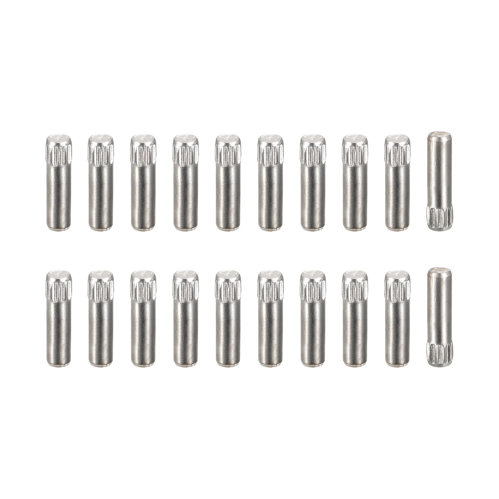 Uxcell 3x12mm 304 Stainless Steel Dowel Pins, 20Pcs Knurled Head Flat ...