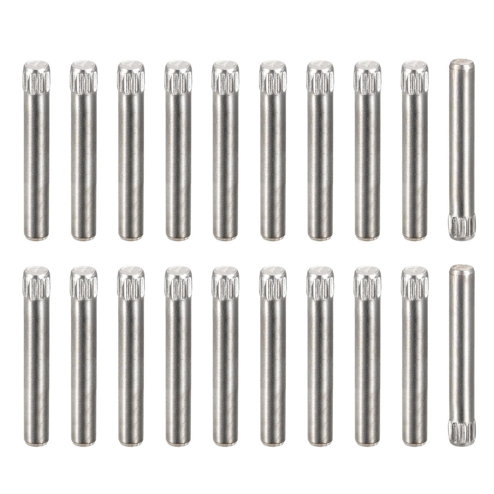 Uxcell 3x22mm 304 Stainless Steel Dowel Pins, 50Pcs Knurled Head Flat ...