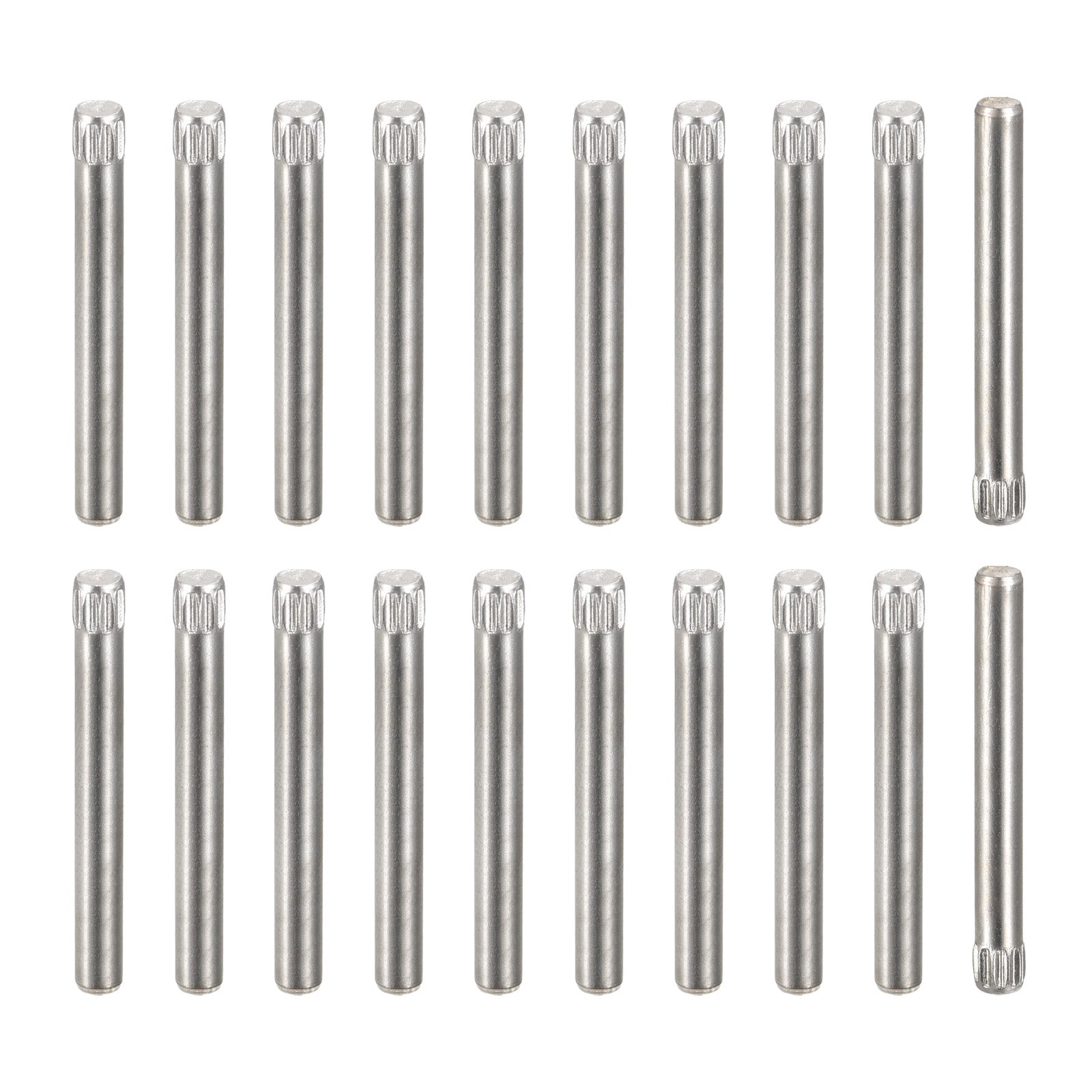 Uxcell 3x28mm 304 Stainless Steel Dowel Pins, 20Pcs Knurled Head Flat ...