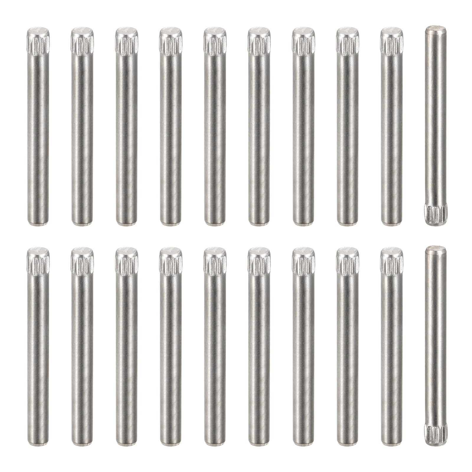 Uxcell 3x30mm 304 Stainless Steel Dowel Pins, 50Pcs Knurled Head Flat ...