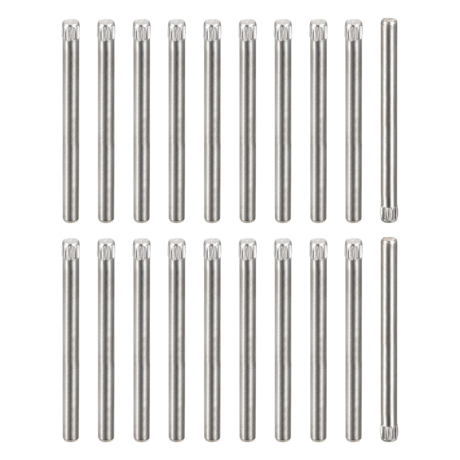 Uxcell 3x40mm 304 Stainless Steel Dowel Pins, 50Pcs Knurled Head Flat ...