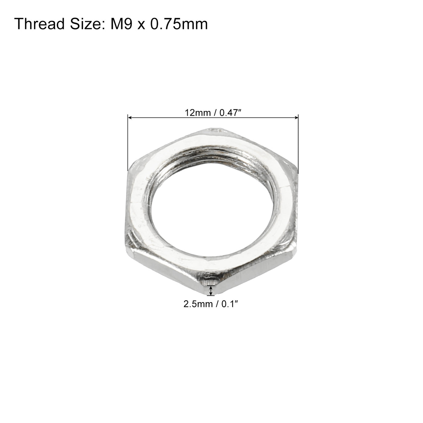 30pcs M9x0.75 Steel Hex Nuts Hardware Nuts Screw Bolt Fasteners 2.5mm ...