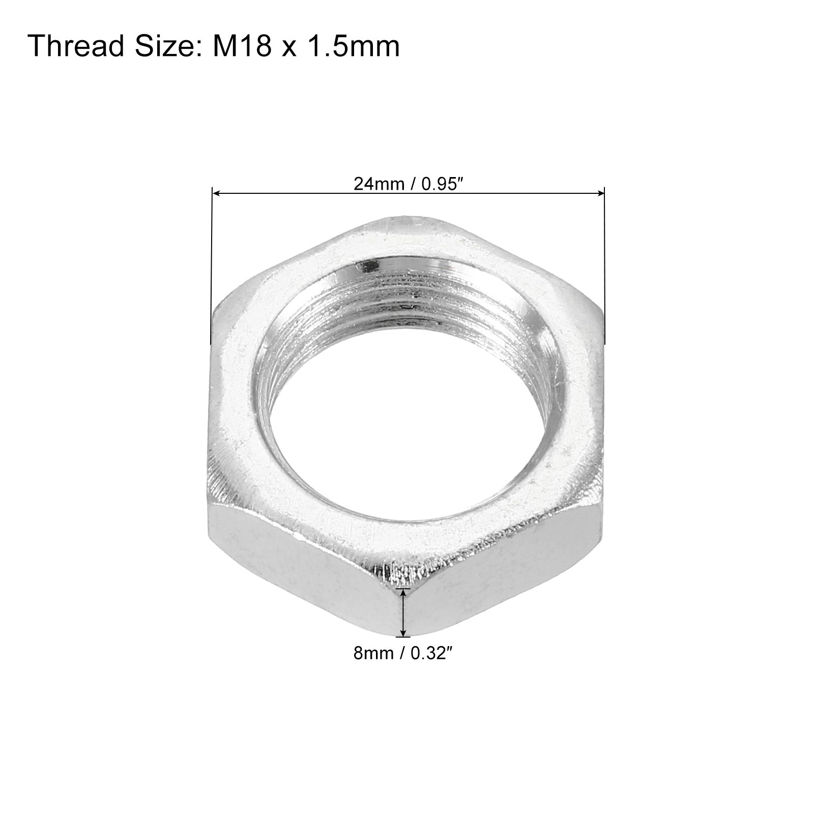 M18 x 1.5 Steel Hex Nuts, 10 Pack Metric Thread Zinc Plated Finished ...