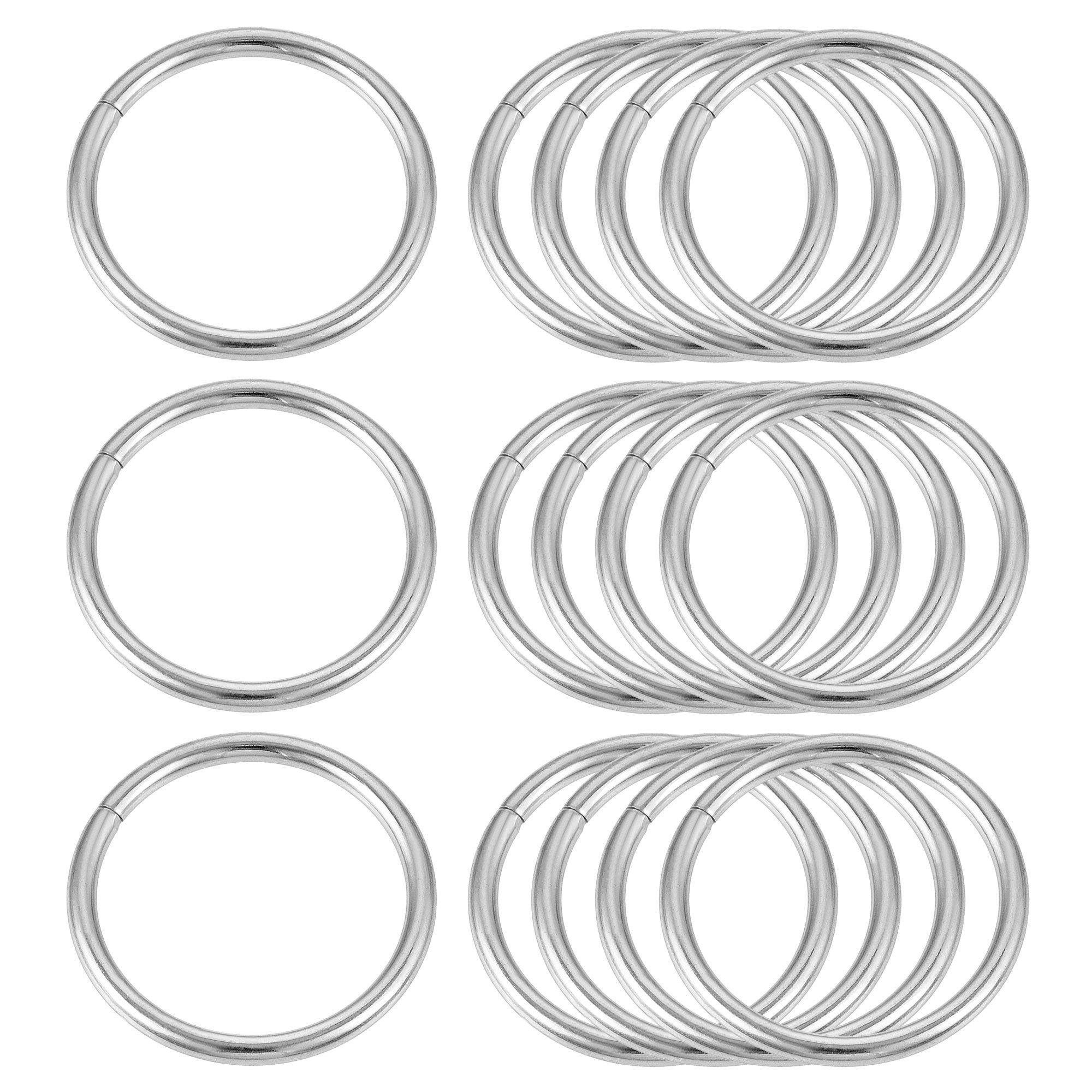 Metal O Rings, 15pcs 20mm(0.79") ID 2mm Thick Non-Welded O-Ring, Silver ...