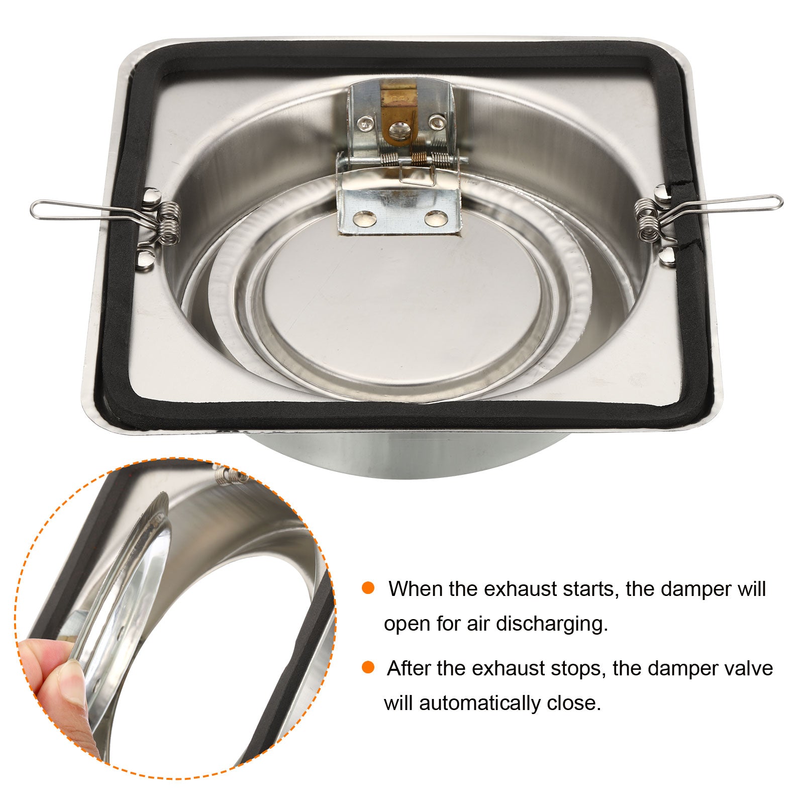 6" Backdraft Damper, 1 Set Stainless Steel Airflow Ducting Insert ...