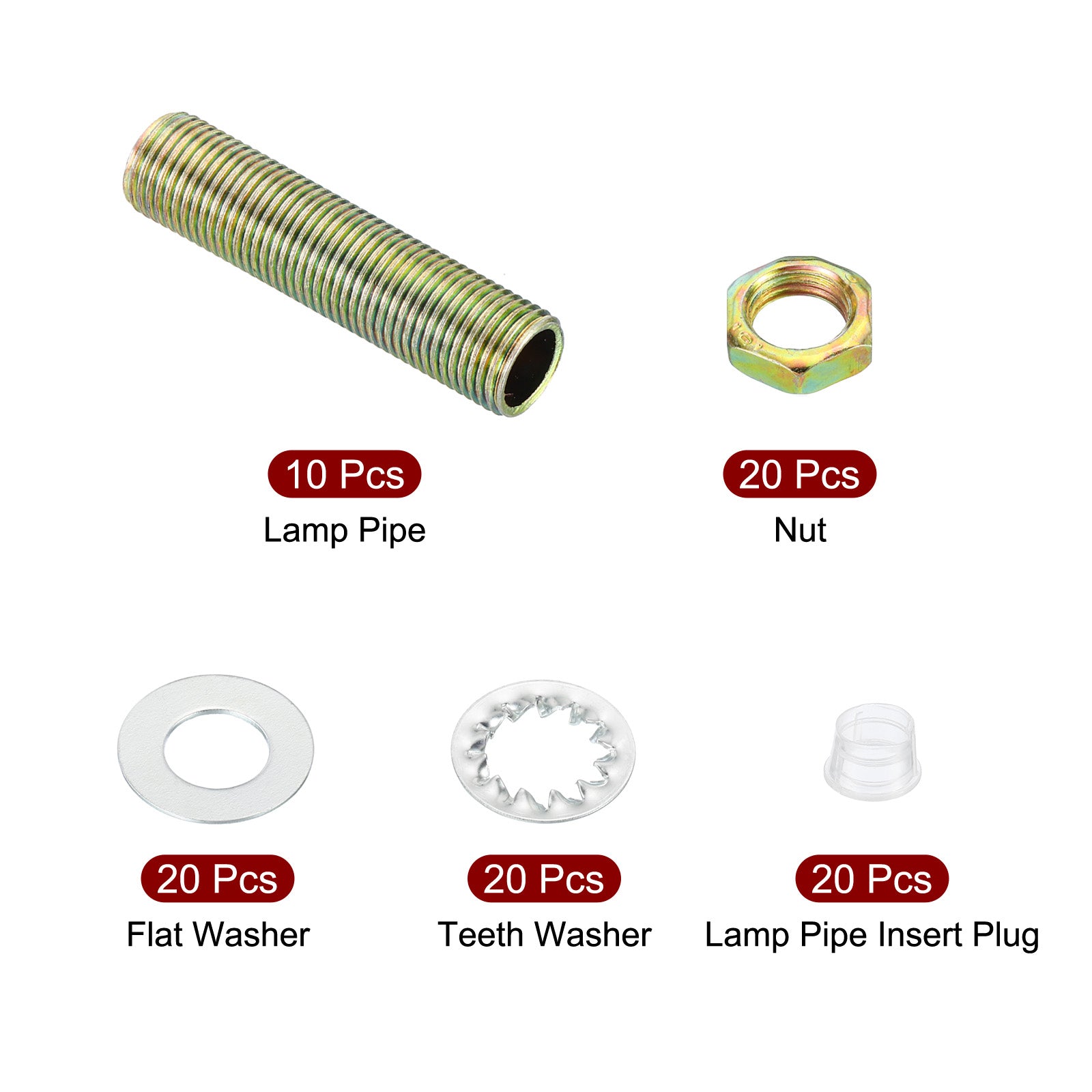 1/8IP Thread 1.58" Lamp Pipe Kit with Lock Nuts Washers, Fasteners ...
