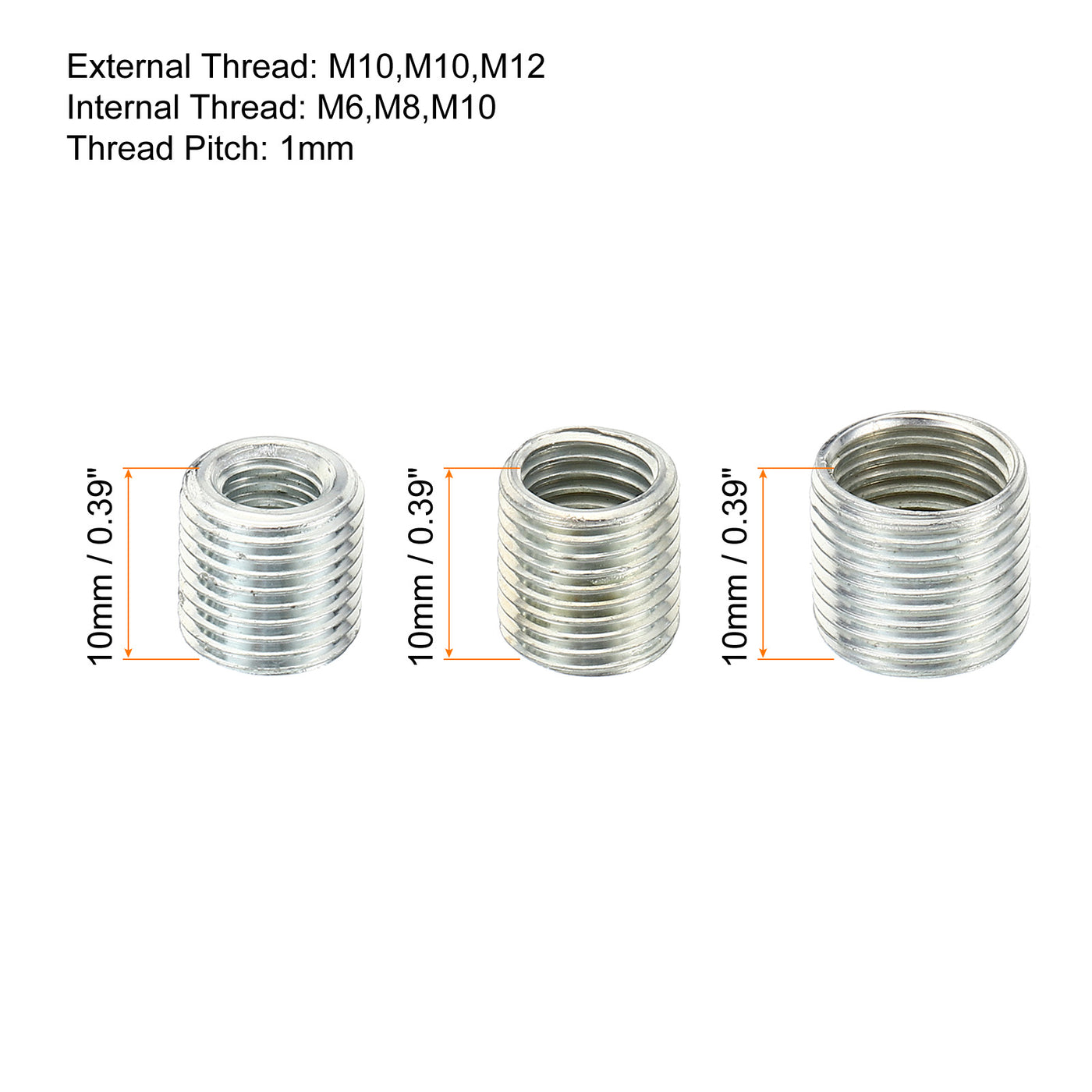 20pcs M12 to M10 Thread Adapters Sleeve Reducing Nut 10mm Screw Pipe ...