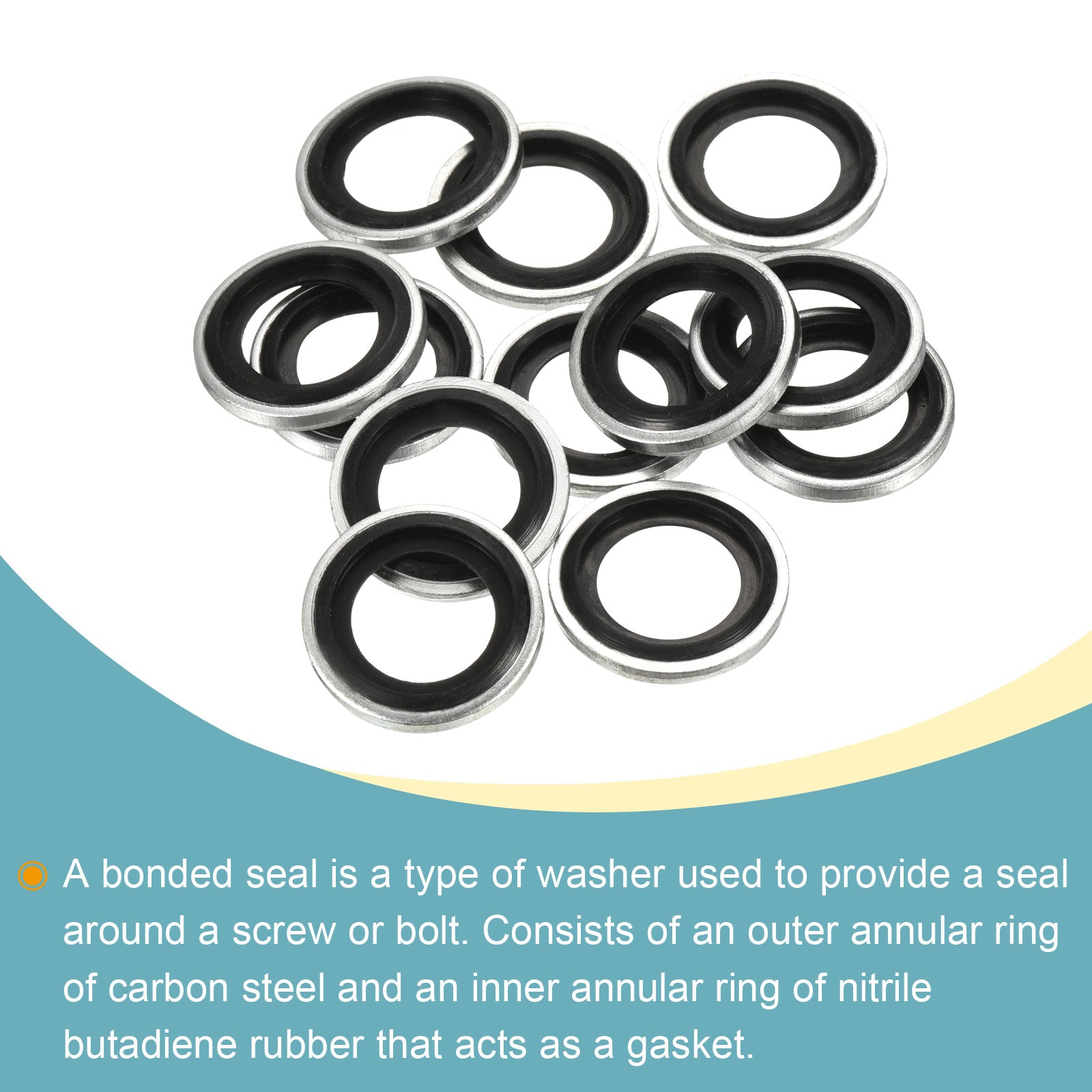 Bonded Sealing Washers M14 19.9x14.7x2mm Carbon Steel Nitrile Rubber ...