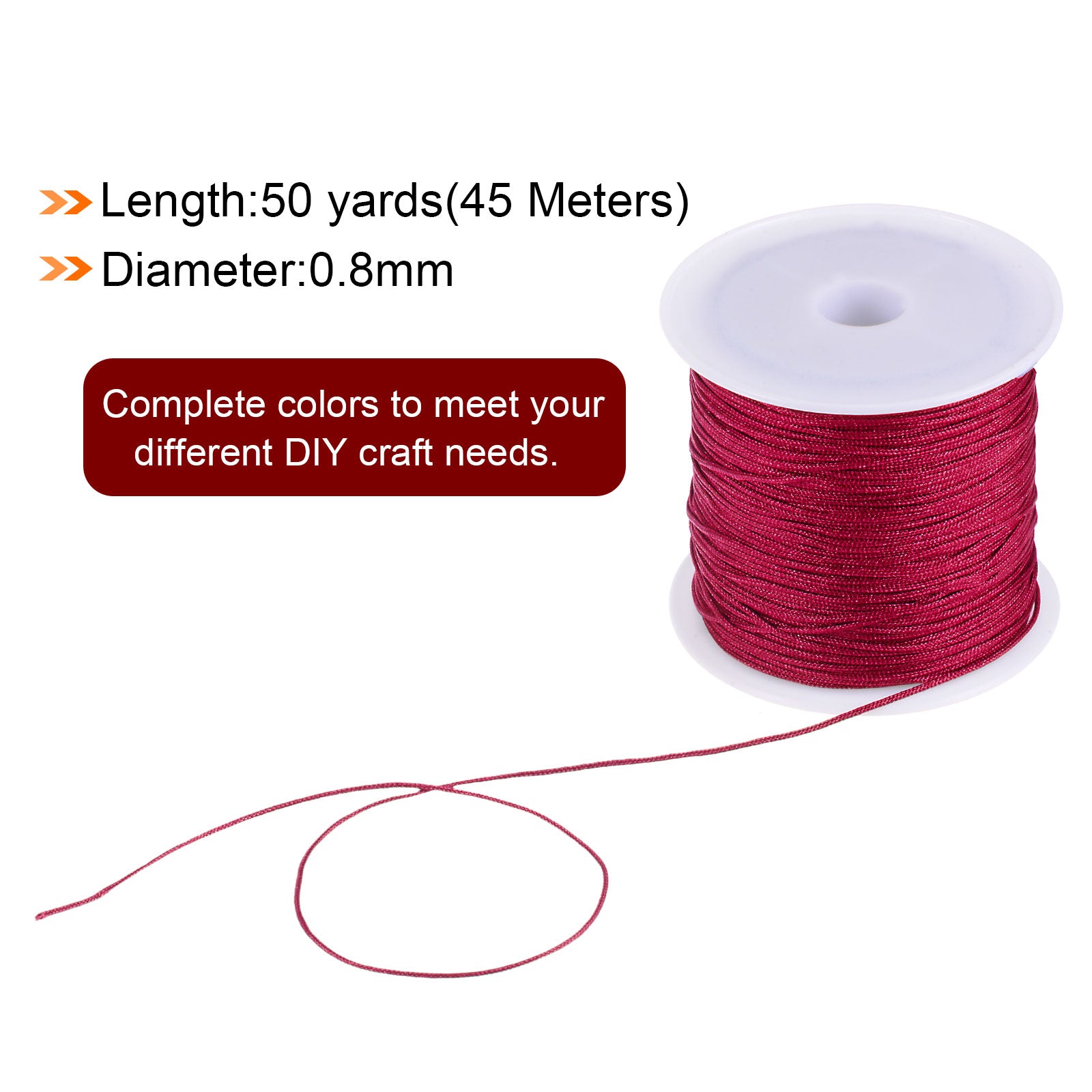 4 Rolls Nylon Beading Thread Knotting Cord 0.8mm 50 Yards Satin String ...