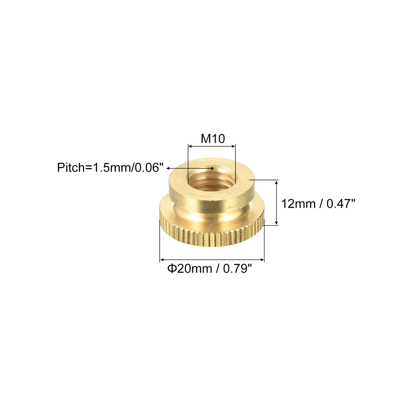 Uxcell Brass Knurled Thumb Nuts, M10x1.5mm Round Stepped Knobs Fasteners for 3D Printer ...