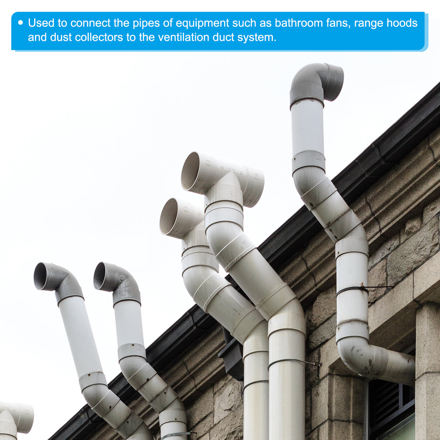 4" to 3" Duct Reducer, 2 Pack ABS Ducting Airflow Tube Increaser ...