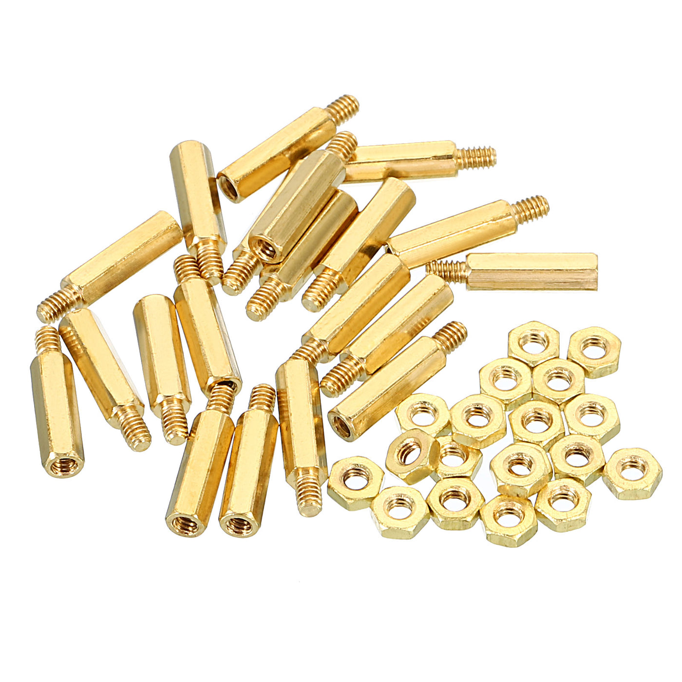 10mm+3mm M2 Standoff Screws 40 Pack Brass Hex PCB Standoffs Nuts Gold ...
