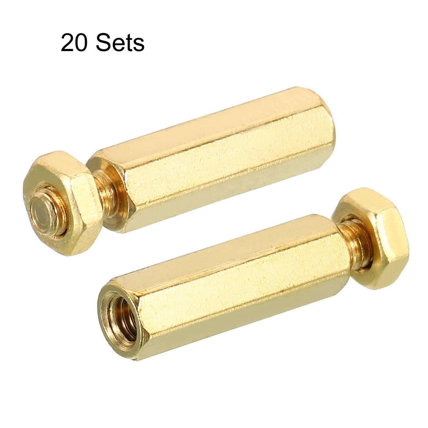 20mm+6mm M4 Standoff Screws 40 Pack Brass Hex PCB Standoffs Nuts Gold ...