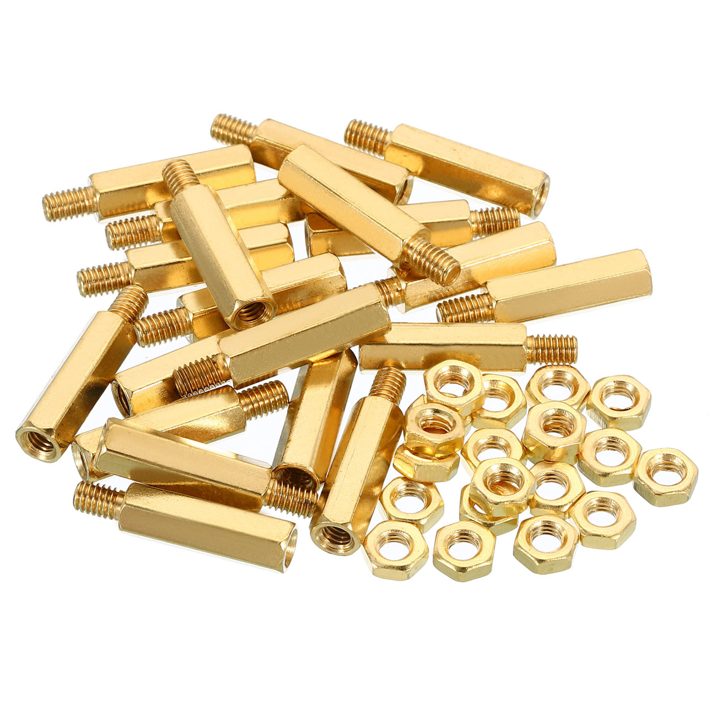 20mm+6mm M4 Standoff Screws 40 Pack Brass Hex PCB Standoffs Nuts Gold ...