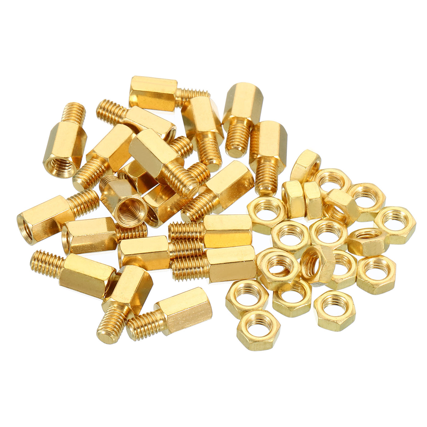 10mm+6mm M5 Standoff Screws 40 Pack Brass Hex PCB Standoffs Nuts Gold ...