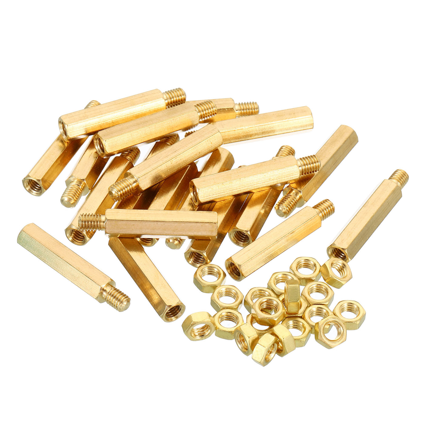30mm+6mm M5 Standoff Screws 40 Pack Brass Hex PCB Standoffs Nuts Gold ...
