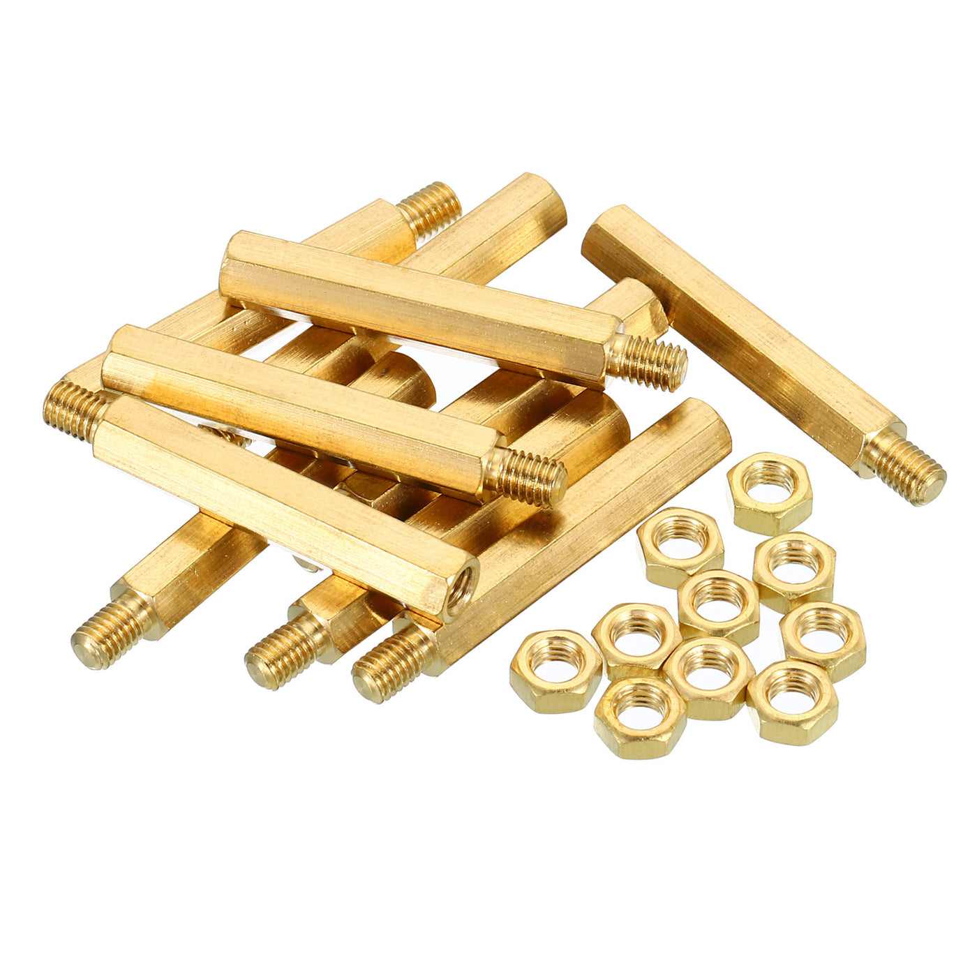 40mm+6mm M5 Standoff Screws 20 Pack Brass Hex PCB Standoffs Nuts Gold ...