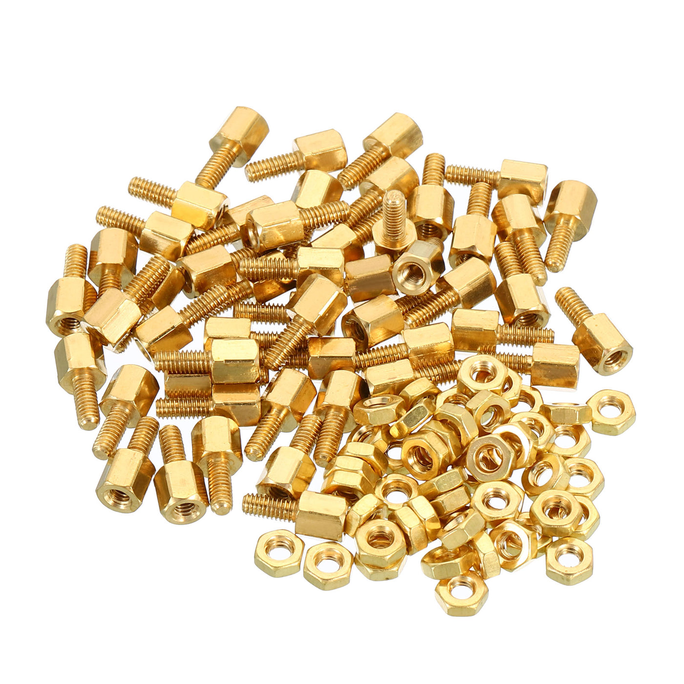 5mm+6mm M2.5 Standoff Screws 100 Pack Brass Hex PCB Standoffs Nuts Gold ...