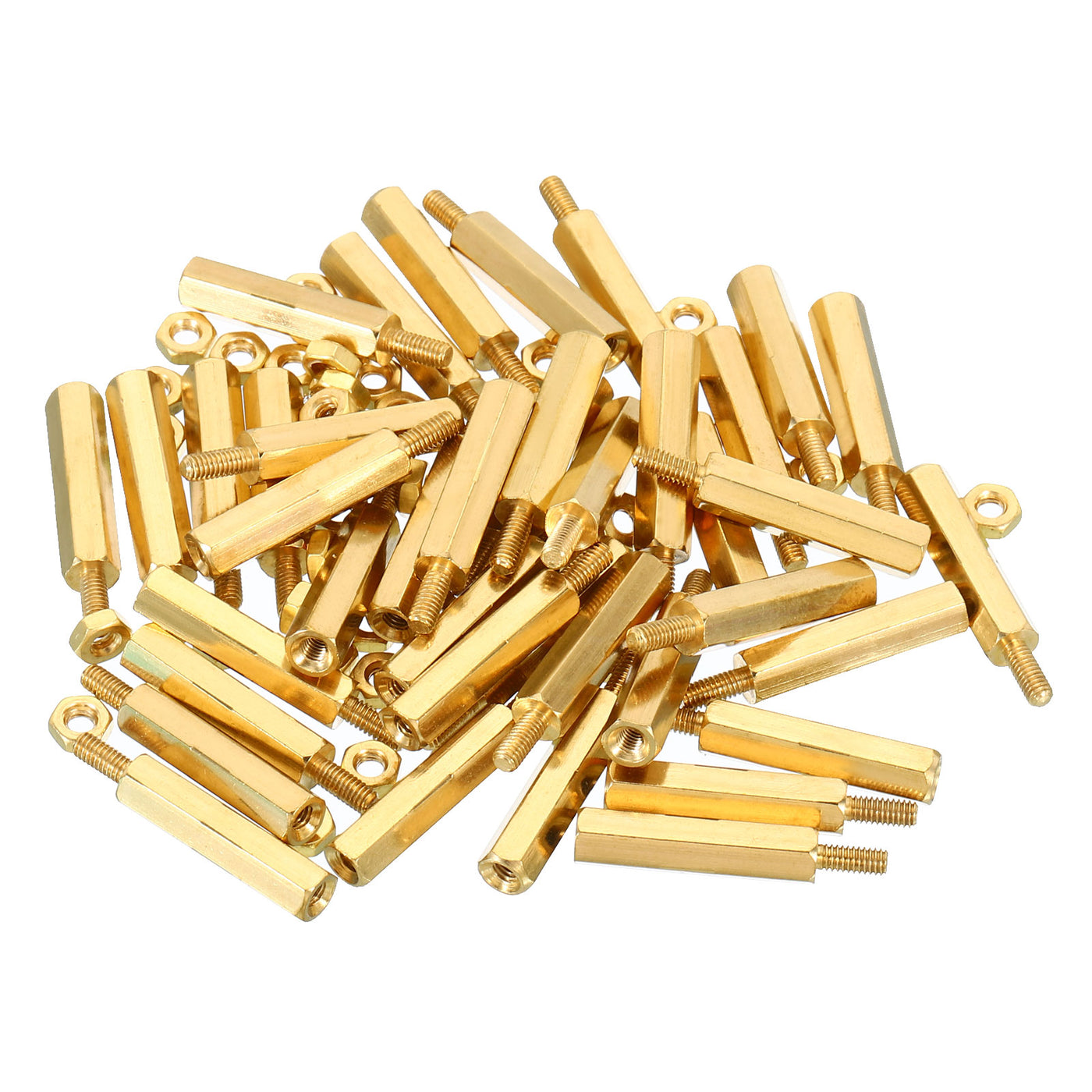 20mm+6mm M2.5 Standoff Screws 80 Pack Brass Hex PCB Standoffs Nuts Gold ...