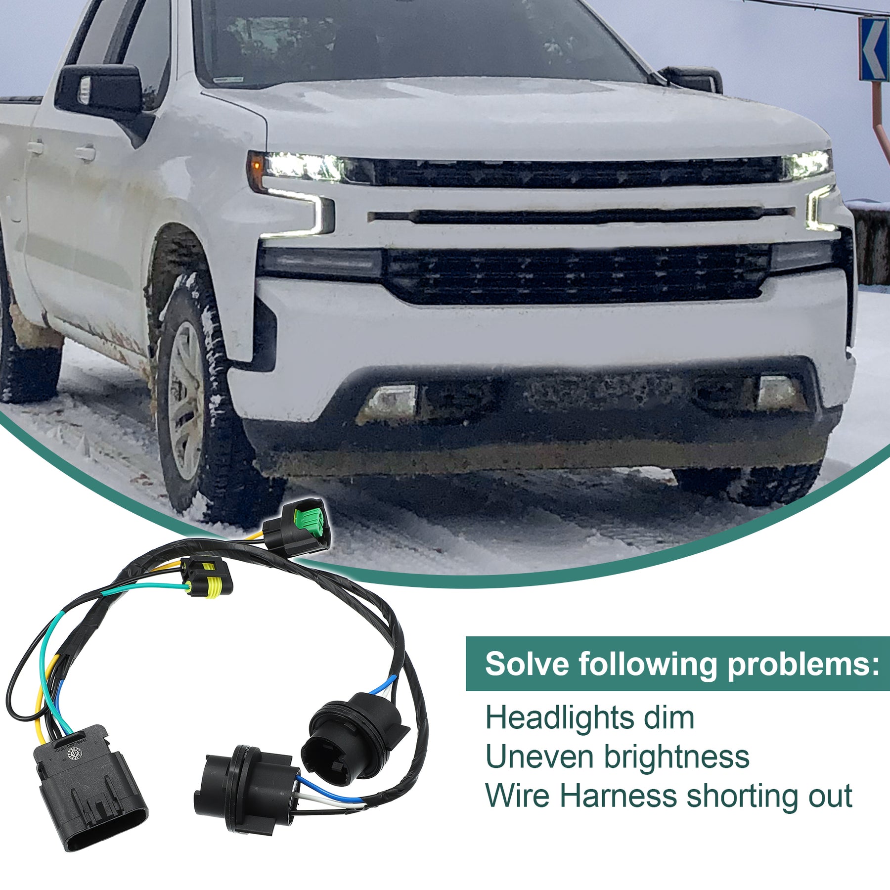 2Set Headlight Wiring Harness for Chevrolet Silverado 1500 2500HD ...