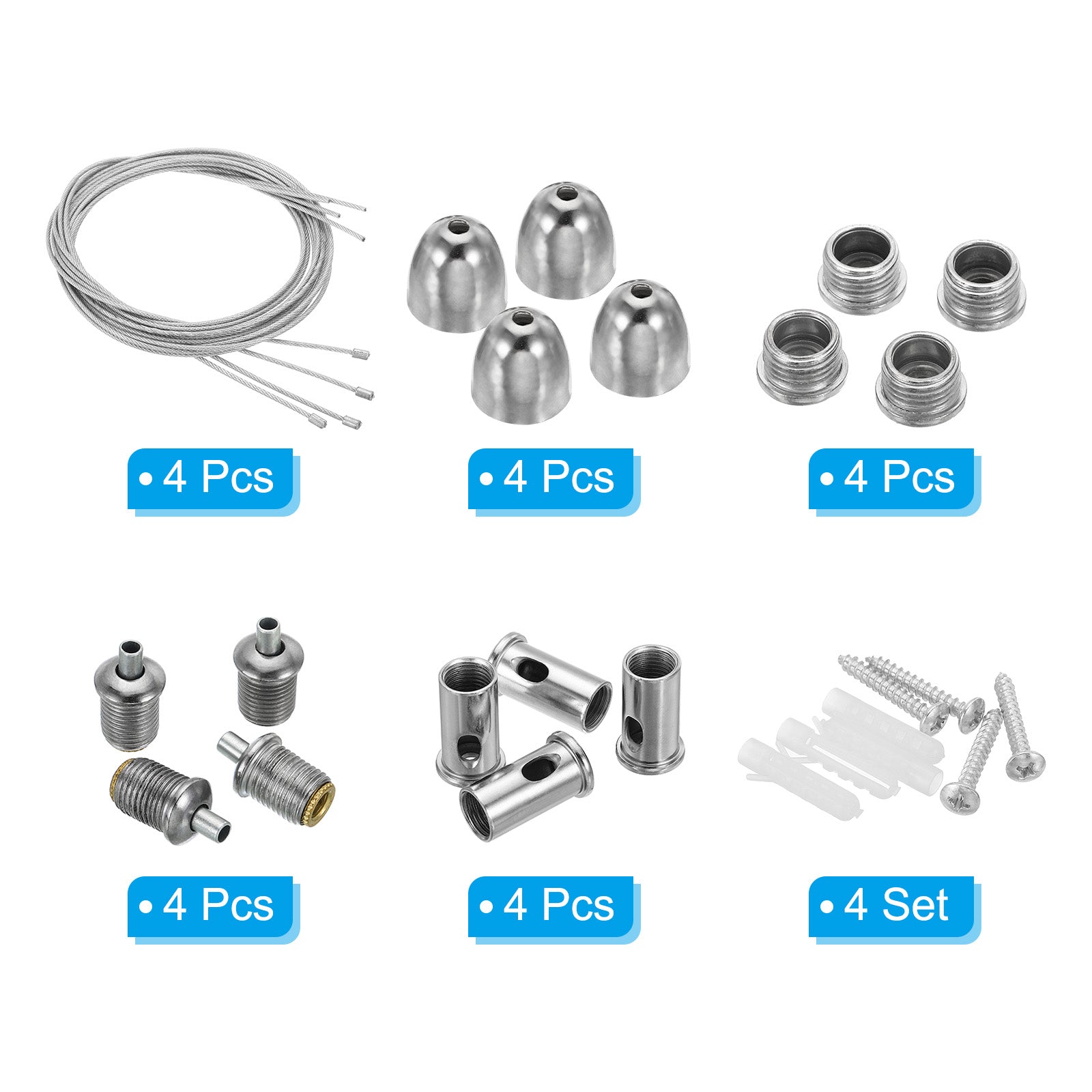 Ceiling Hanging Wire Cable Kit, 4 Set Lights Panel Steel Hanging Chains ...