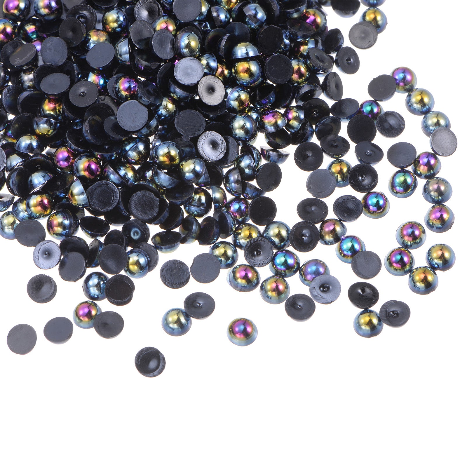 3000pcs ABS Half Pearl Beads 4mm Flat Back Imitation Pearl Colorful ...