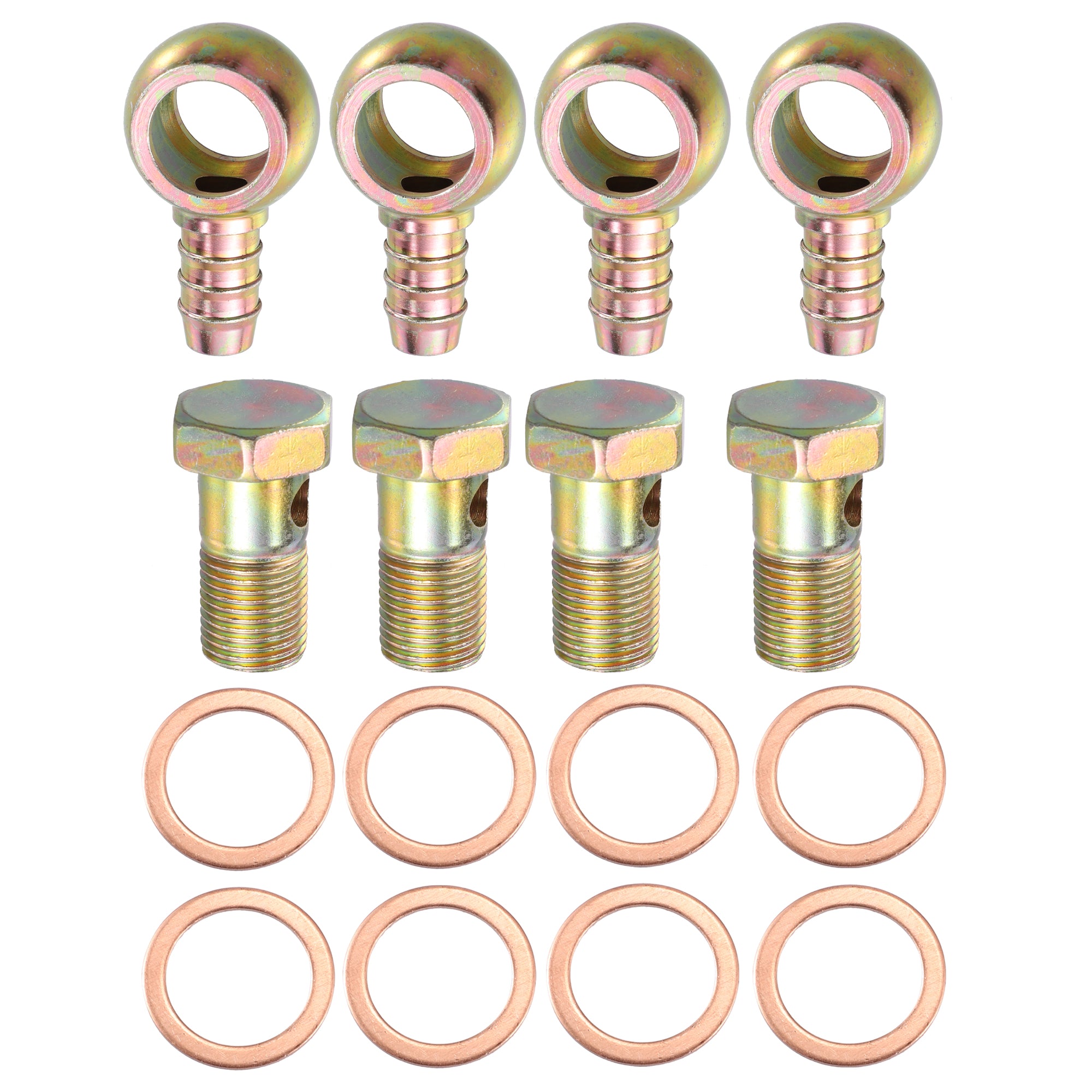 4 Set 18mm Banjo Hose Barb Bolt Fittings Banjo Bolt Washer Bronze Tone ...