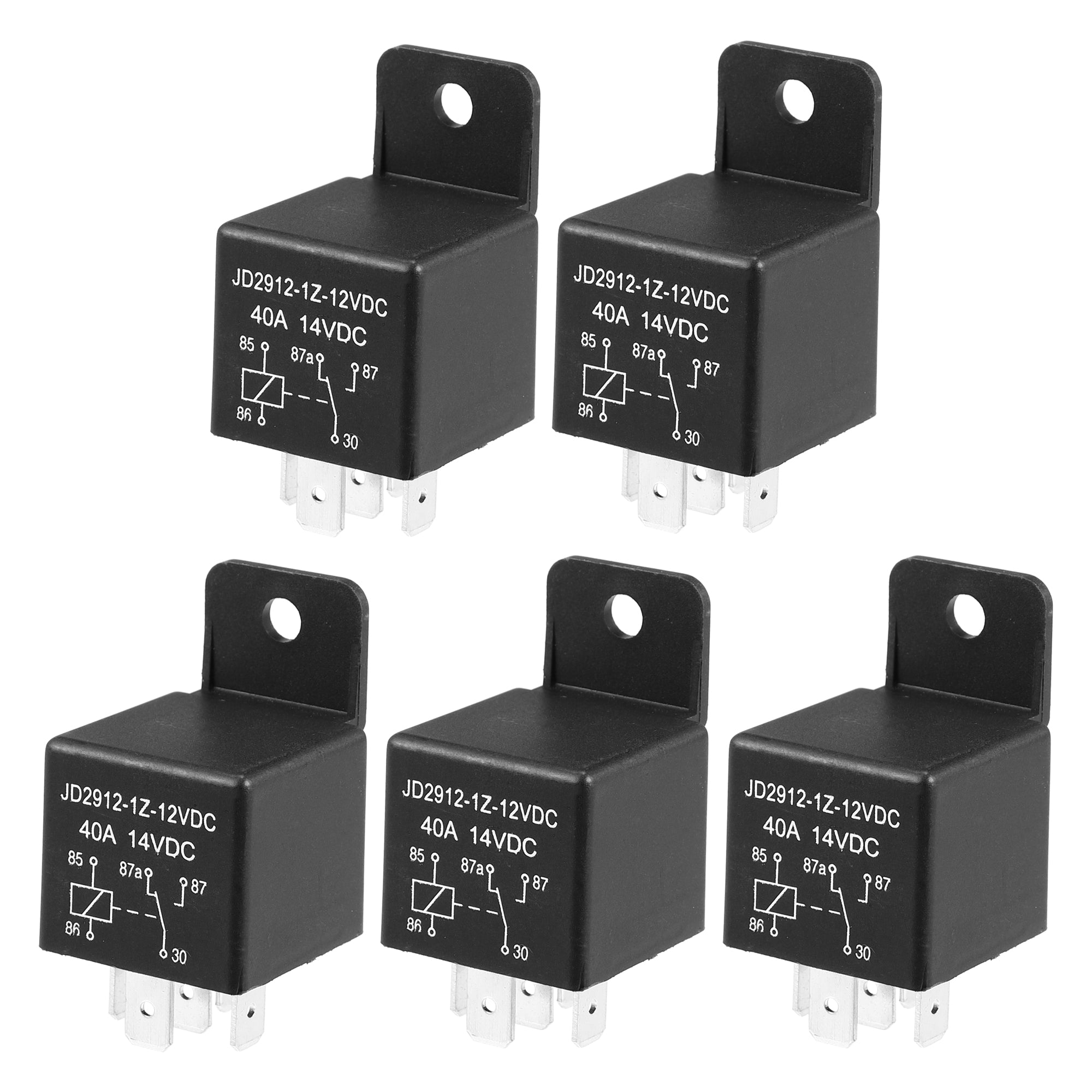 5Pcs Car Relay 5 Pin 12V 40Amp SPST Model JD2912-1Z-12VDC 40A 14VDC ...