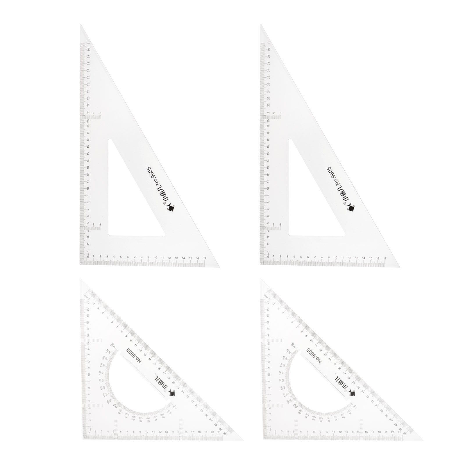 4piece Triangle Ruler Square Set 36cm 30/60 and 45/90 Degrees Rulers ...