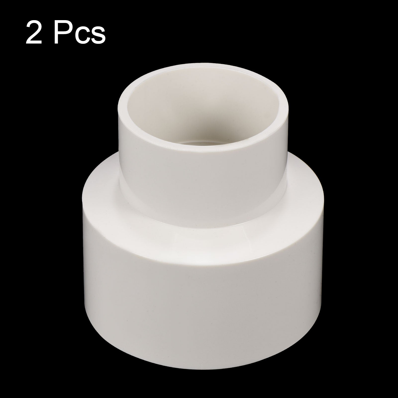 PVC Reducer Pipe Fitting 75x50mm, 2 Pack Straight Coupling Adapter ...
