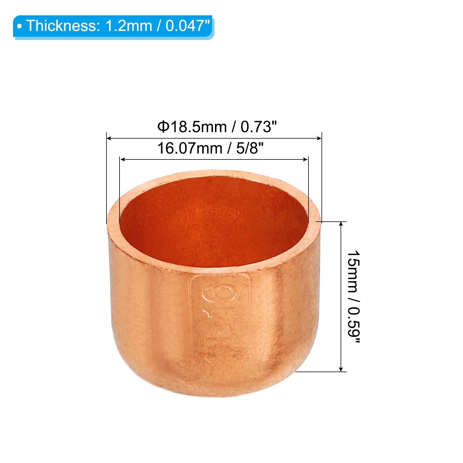 5/8 Inch ID Copper Pipe End Cap, Copper Fitting Cap Sweat Plug Solder ...