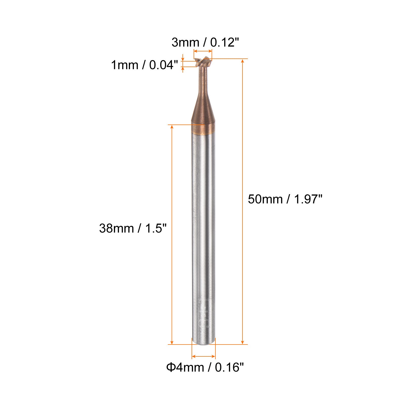 3mm x 1mm Titanium Coated Carbide T Slot End Mill Cutter for Stainless ...