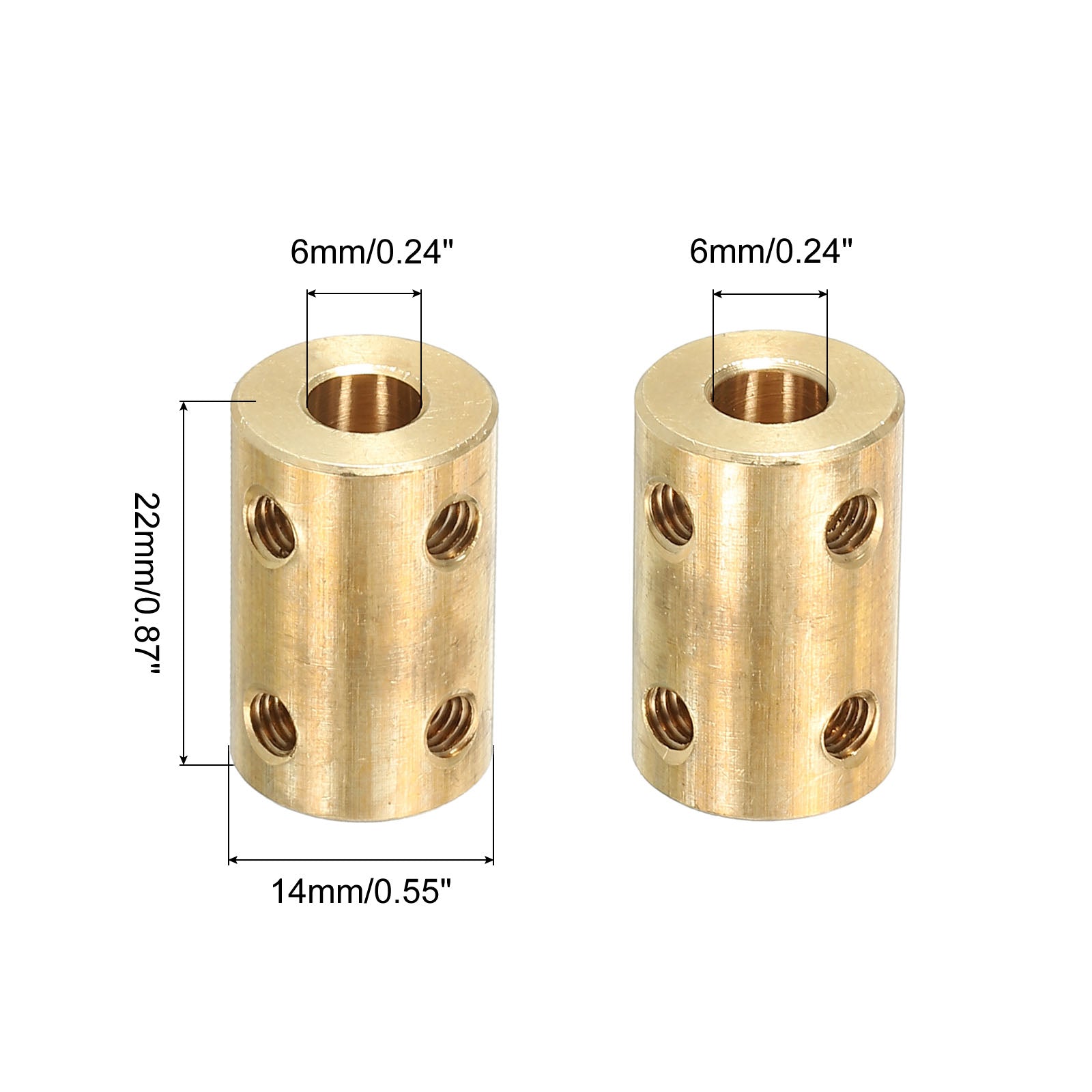 Shaft Coupler L22 x D14 6mm to 8mm Bore Rigid Coupling W Screw 4Pcs ...