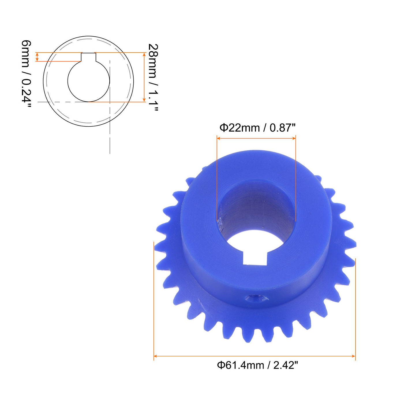 2.0 Modulus 30 Teeth 22mm Inner Hole Plastic Tapered Bevel Gear with ...