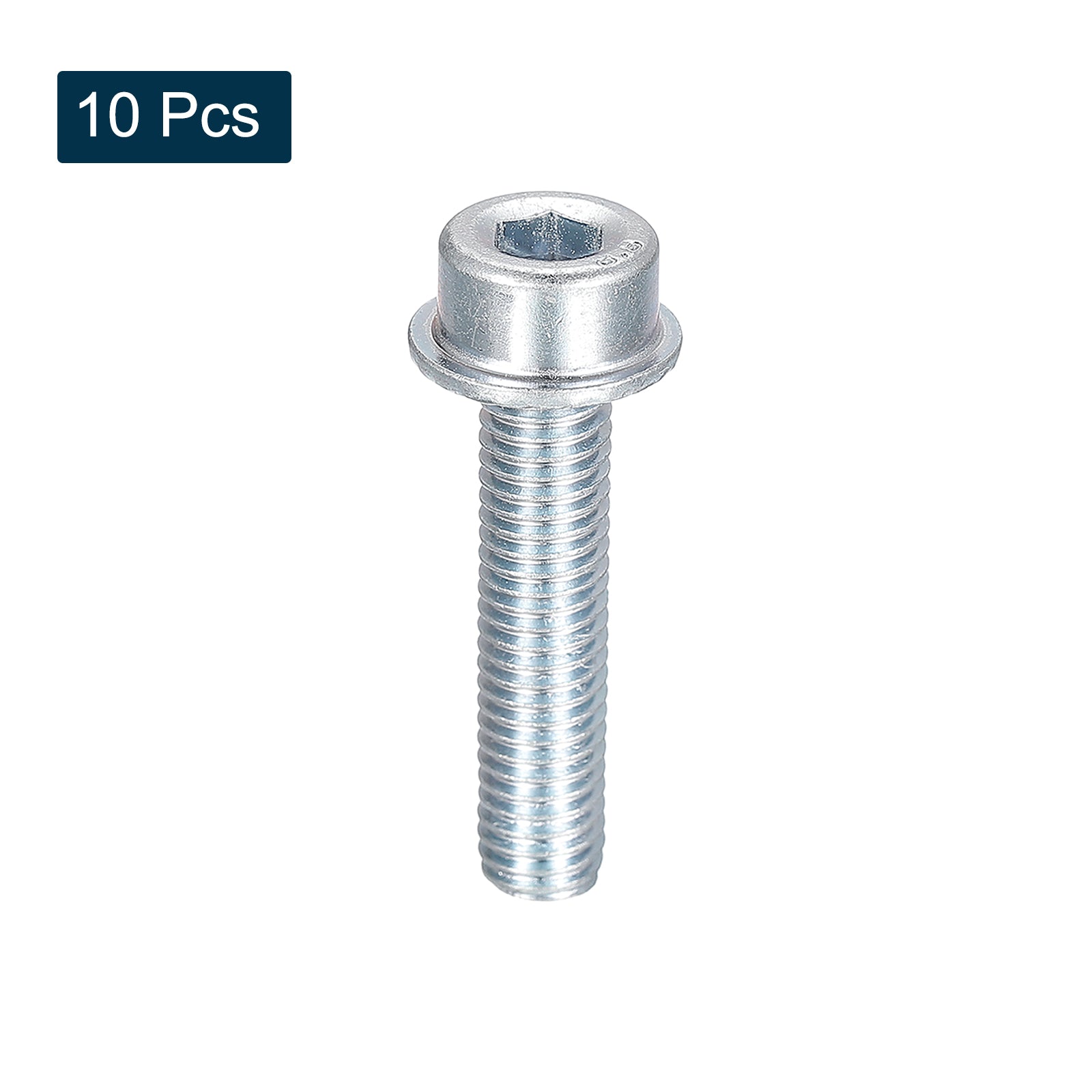 Uxcell M8x35mm Flanged Socket Head Screws, 10pcs 8.8 Grade Carbon Steel ...
