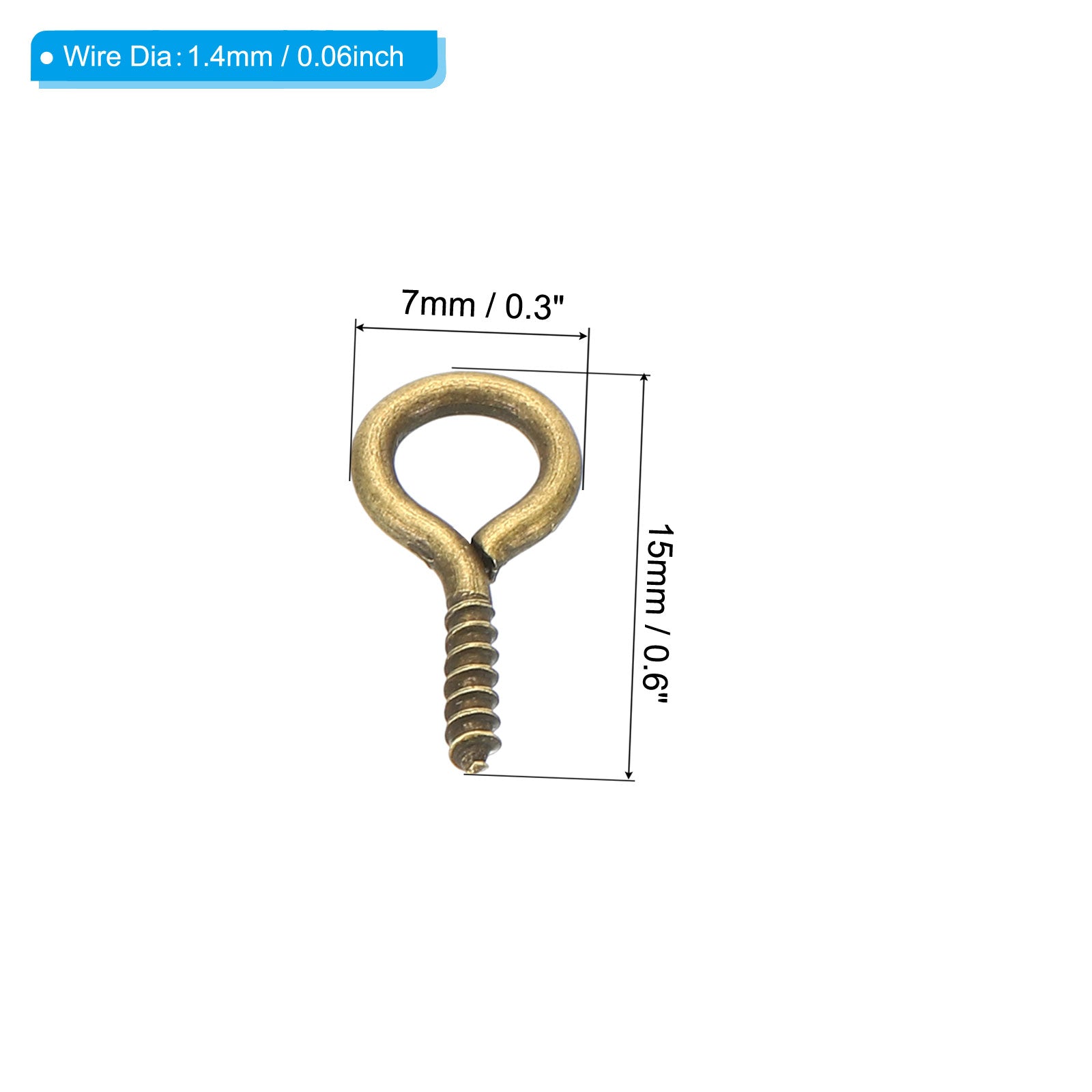 Screw Eyes Pin, 300 Pack 4mm ID x 15mm L Mini Small Eye Hooks for DIY ...