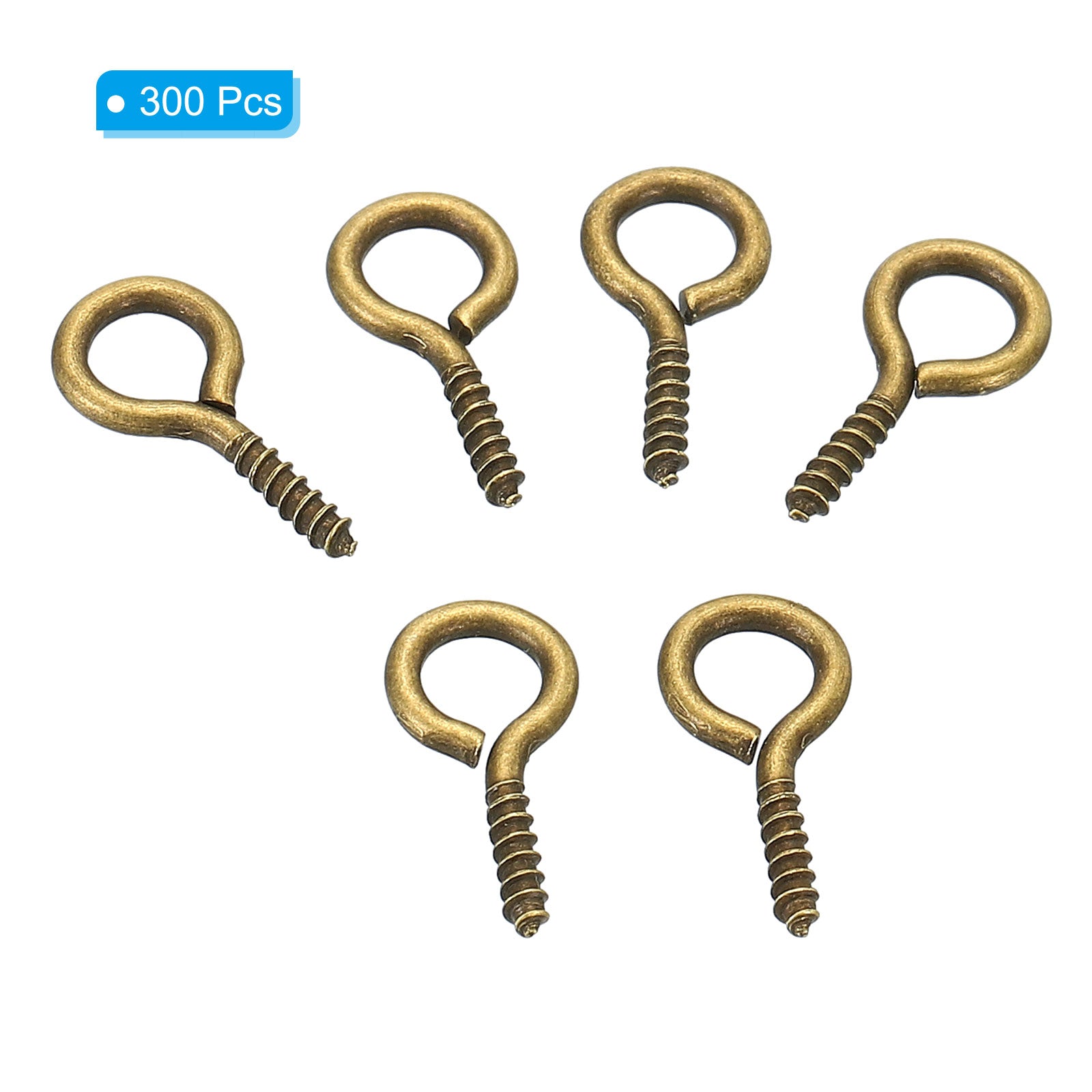 Screw Eyes Pin, 300 Pack 4mm ID x 15mm L Mini Small Eye Hooks for DIY ...