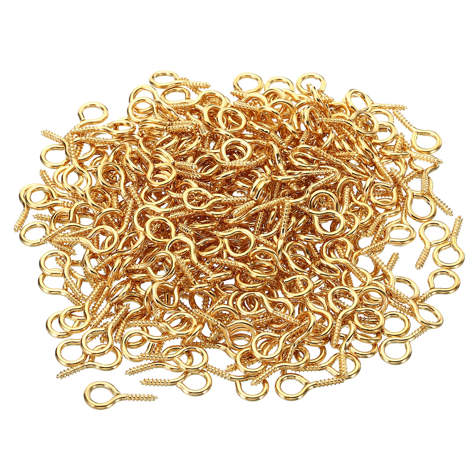 Screw Eyes Pin, 300 Pack 4mm ID x 15mm L Mini Small Eye Hooks for DIY ...
