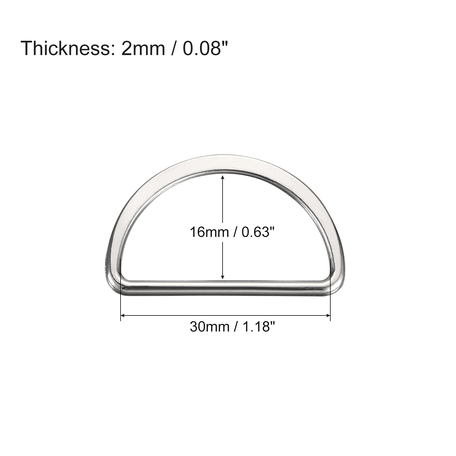 Uxcell Metal D-rings Buckle, 20pcs 30mm(1.18") 2mm Thick Welded D-Rings ...