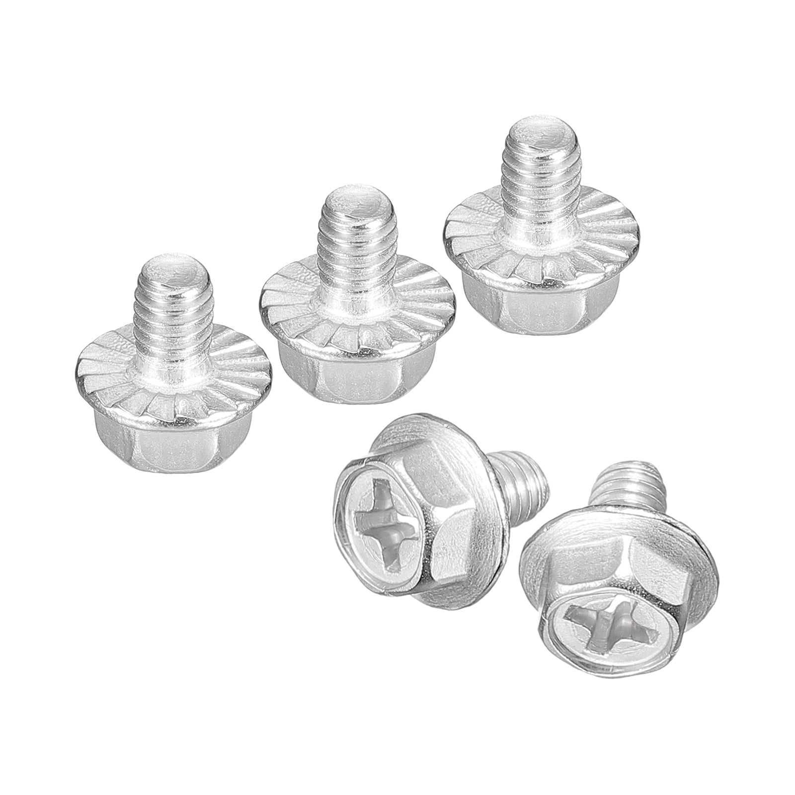 Uxcell M4x6mm Phillips Hex Head Flange Bolts, 30pcs 304 Stainless Steel ...