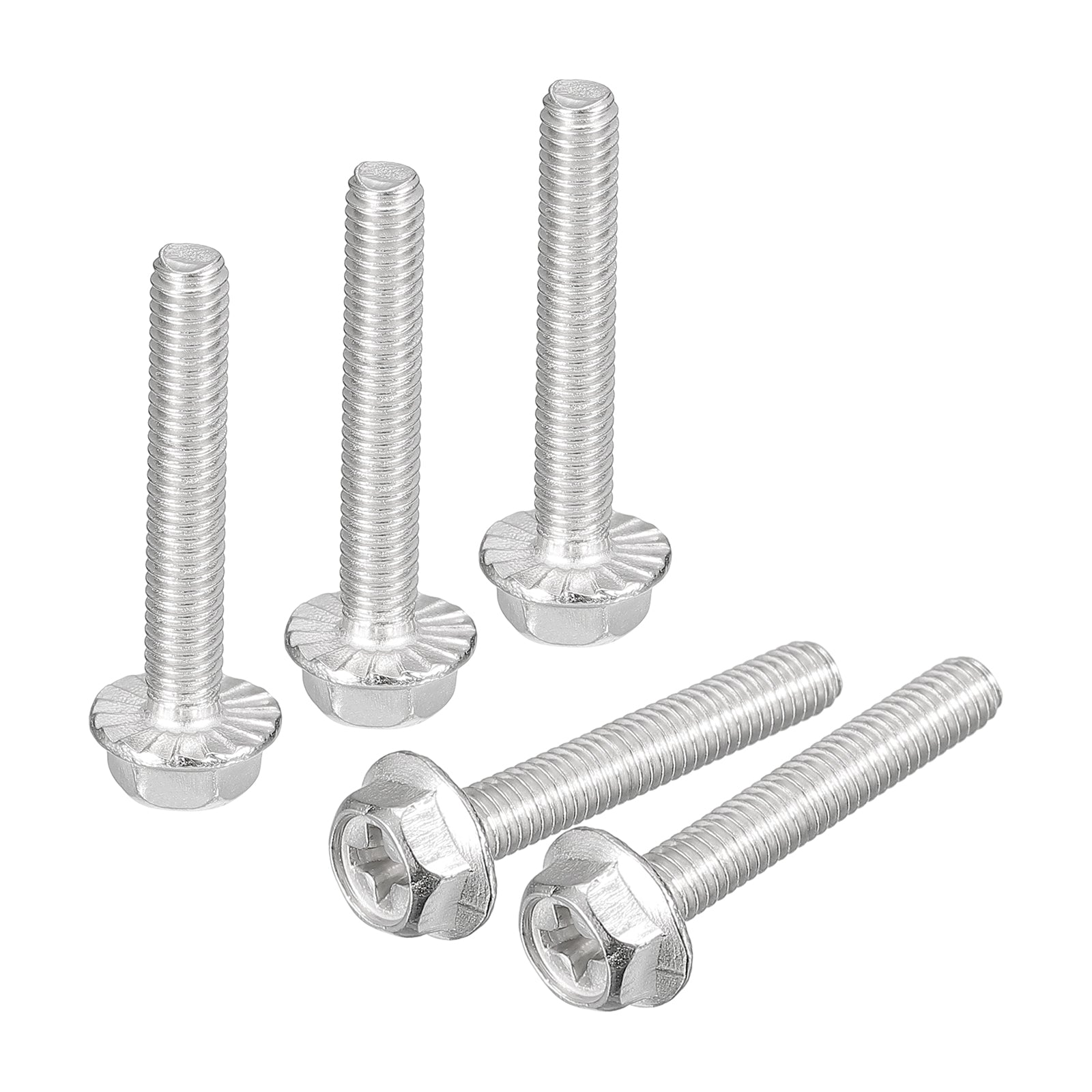 Uxcell M4x25mm Phillips Hex Head Flange Bolts, 30pcs 304 Stainless ...
