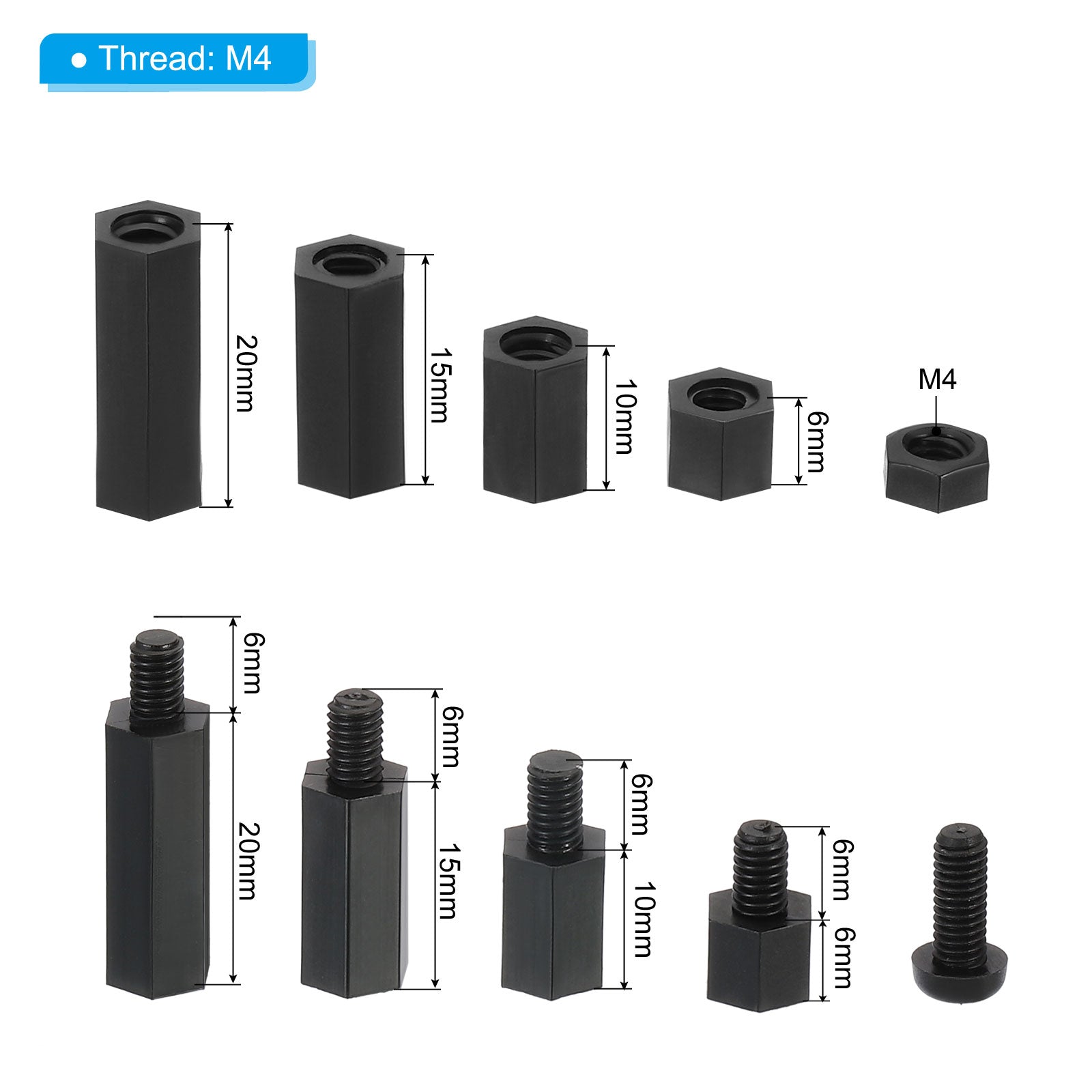 M4 Standoff Screws, 120 Pcs Male Female Nylon Hex Standoff Spacer ...