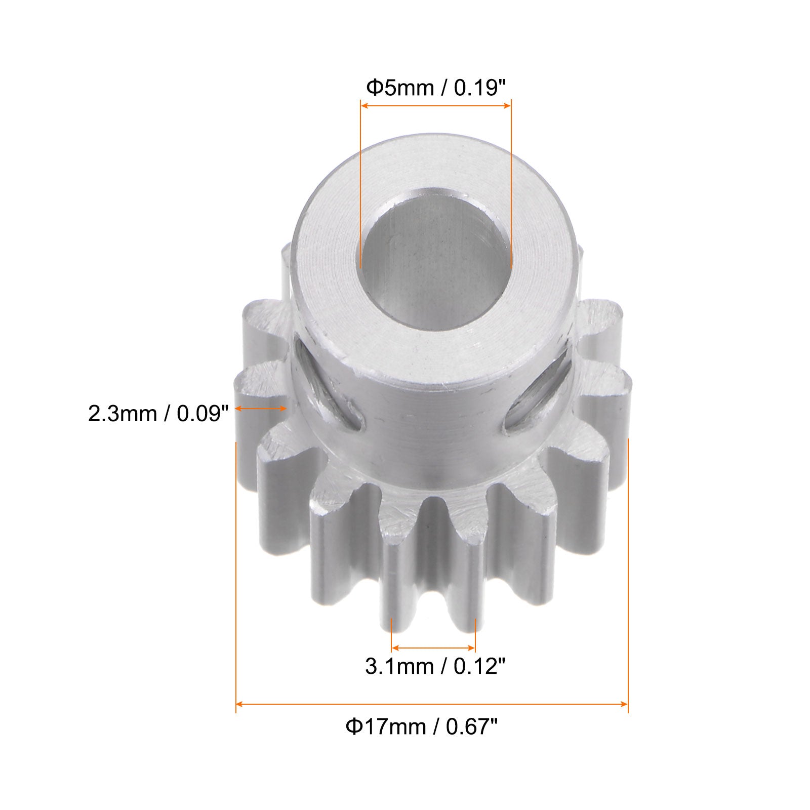 Step Spur Gear 5mm Inner Hole Pinion Gear 15T Mod 1 Aluminum Alloy ...